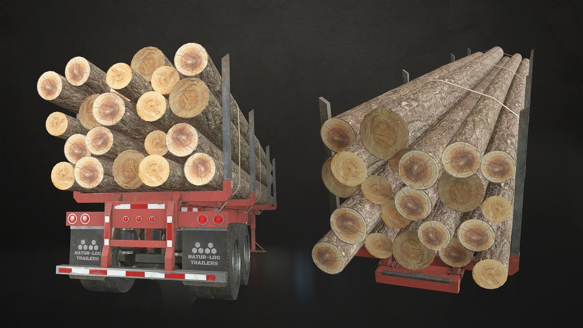 3D model Semi Truck Log Trailer VR / AR / low-poly | CGTrader