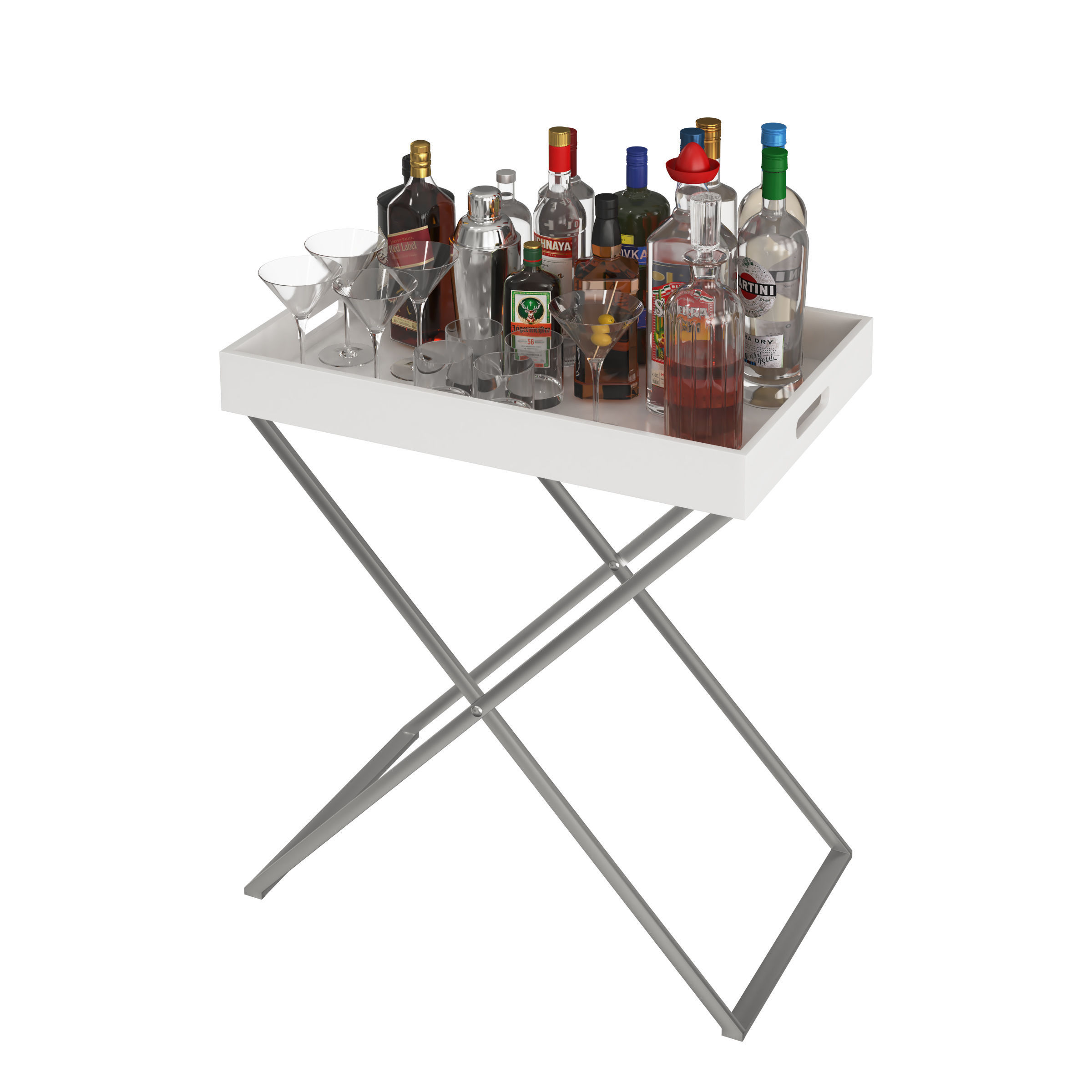 Black and White Mini Bar Beverage Tables 3D model | CGTrader