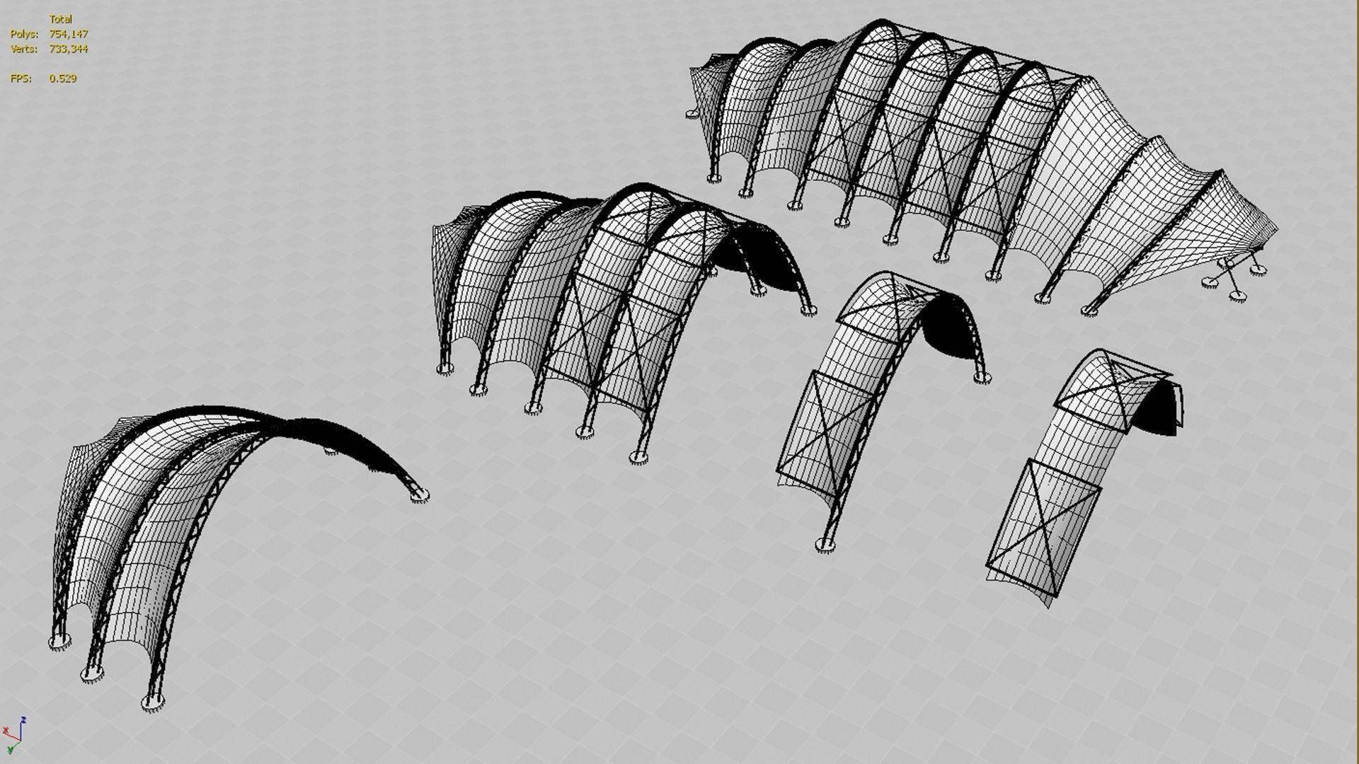 Tensile steel structure 3-parts 3D model | CGTrader