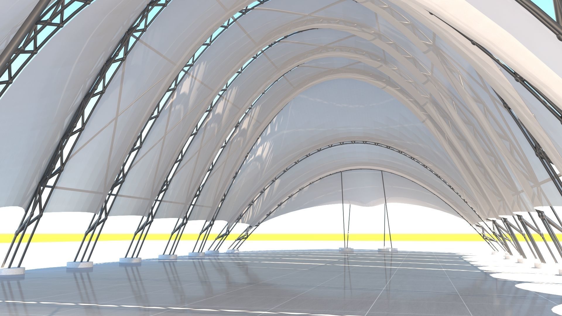 Tensile steel structure 3-parts 3D model | CGTrader