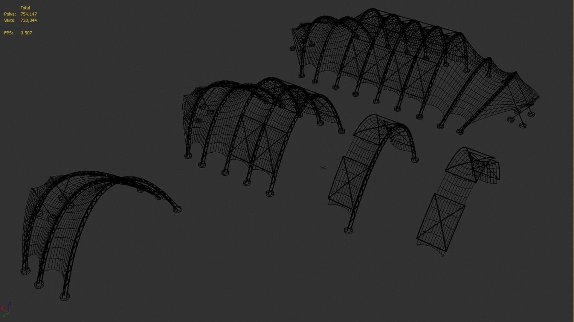 Tensile steel structure 3-parts 3D model | CGTrader