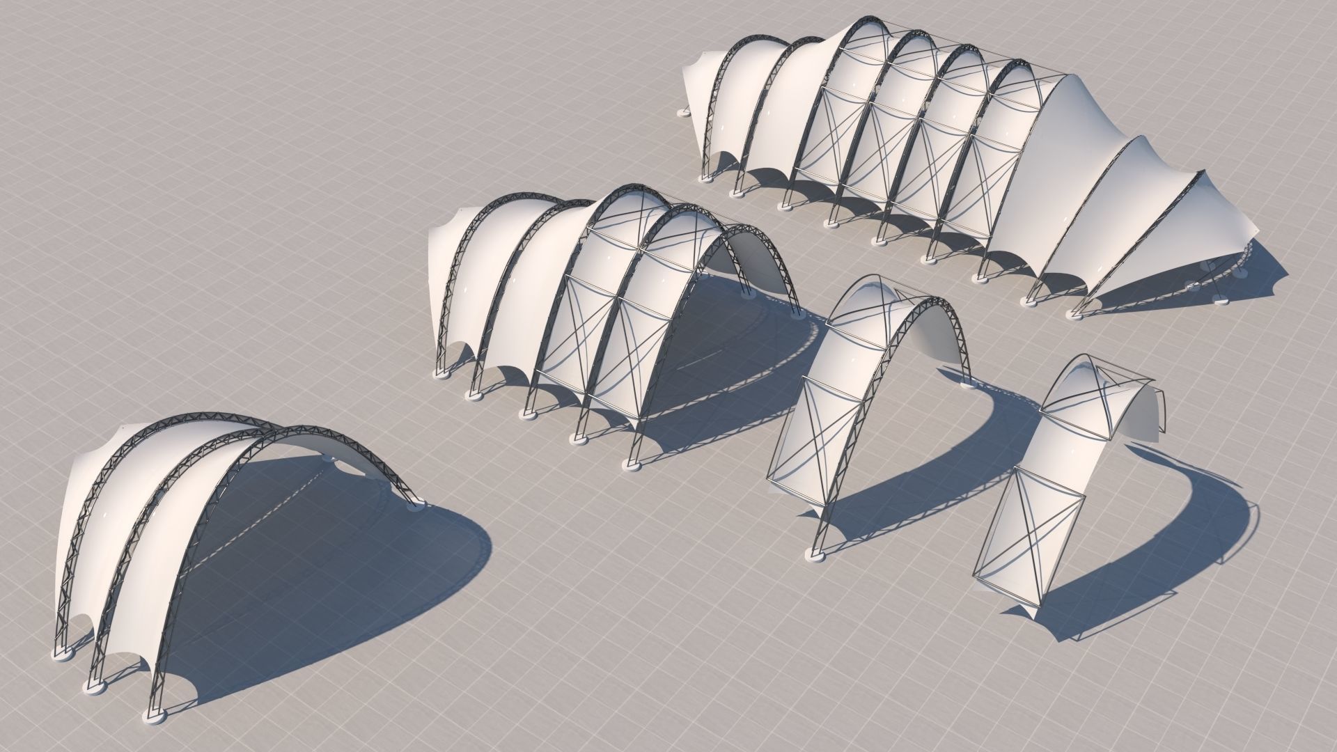 Tensile steel structure 3-parts 3D model | CGTrader