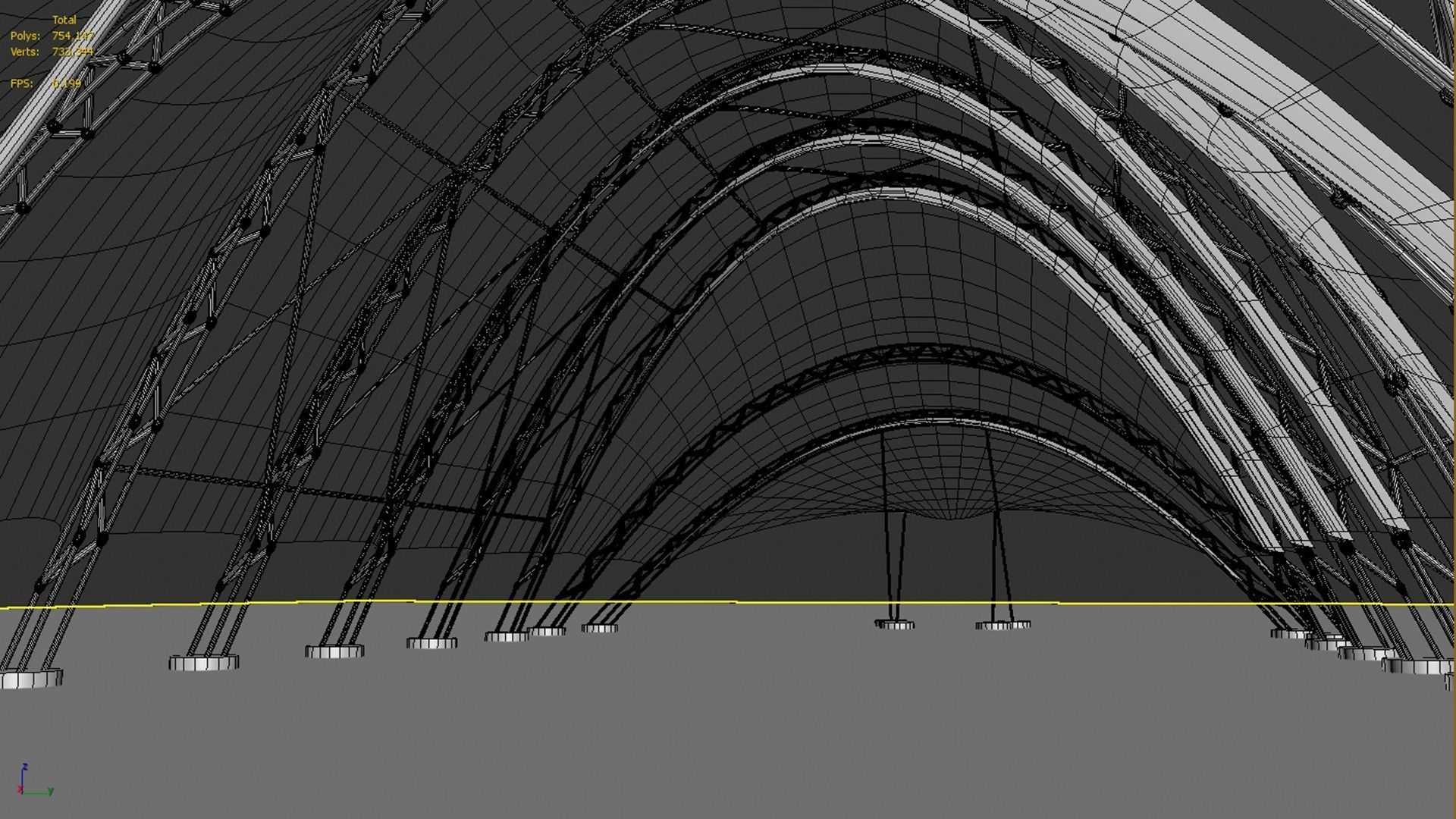 Tensile steel structure 3-parts 3D model | CGTrader