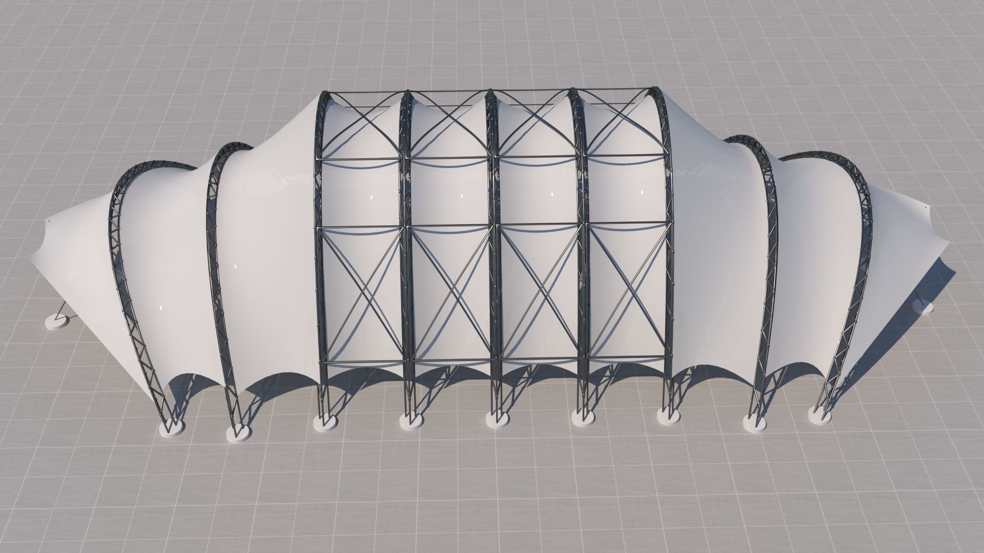 Tensile steel structure 3-parts 3D model | CGTrader