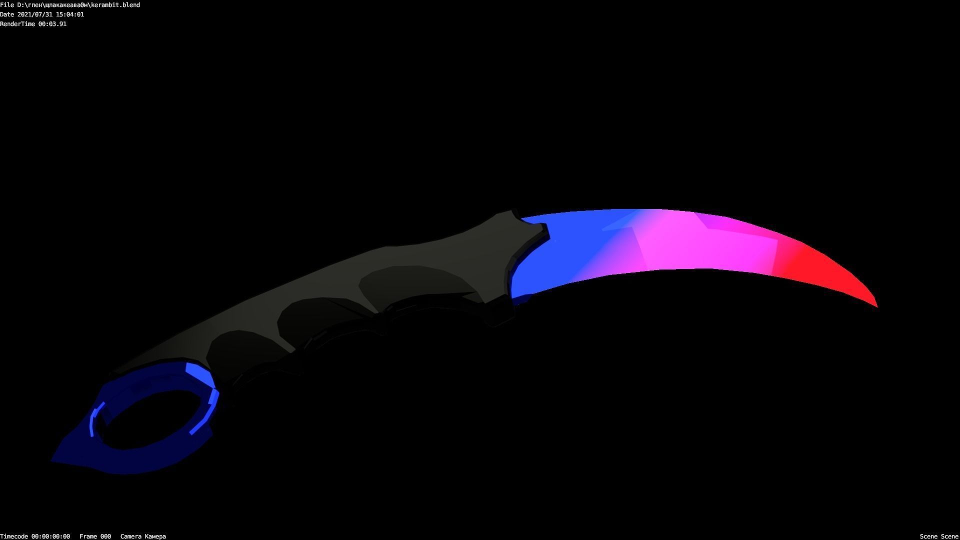 3D model Stylized karambit knife Weapon with gradient PBR low poly VR ...