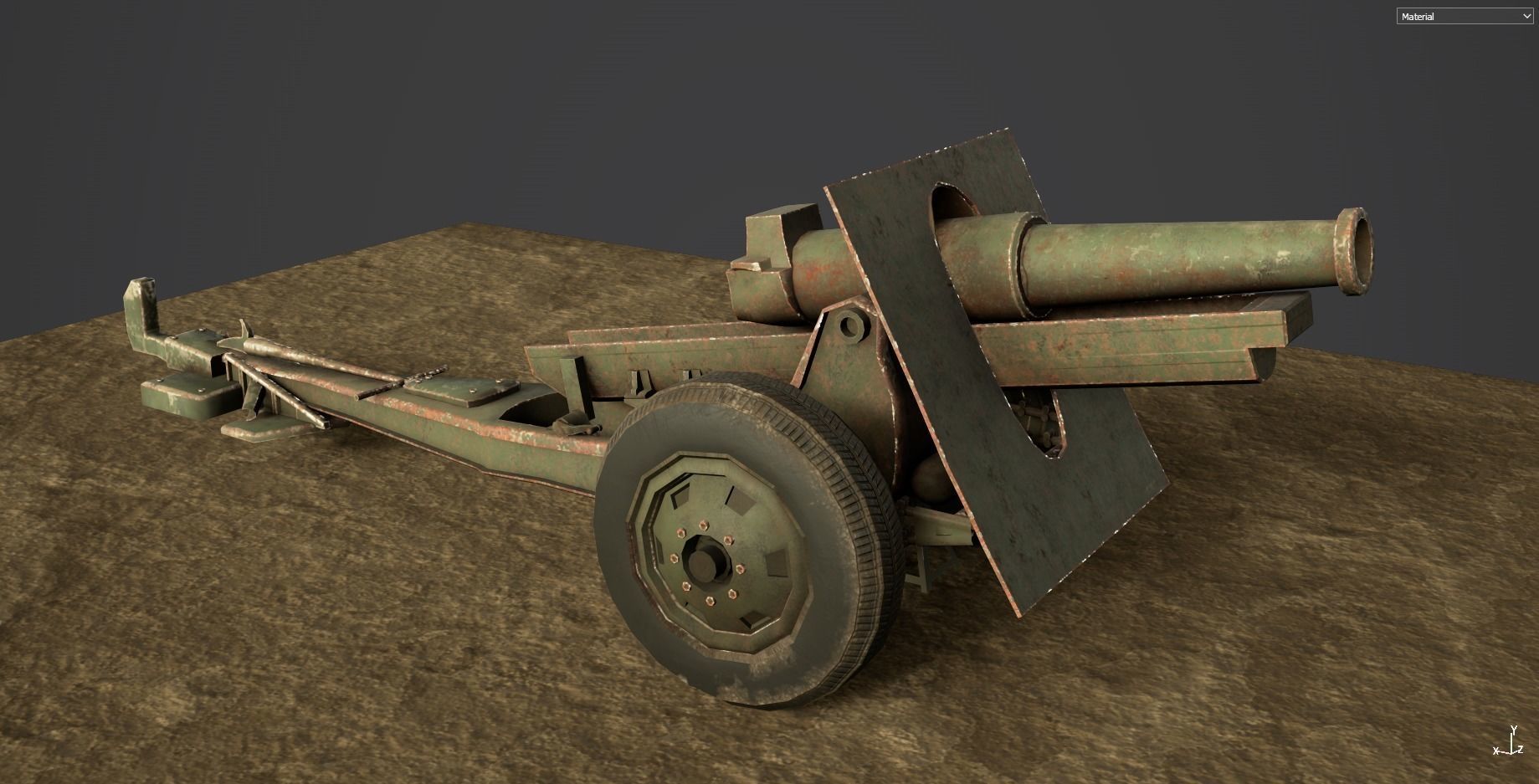 3D model Canon WWII Howitzer Low Poly Artillery VR / AR / low-poly ...