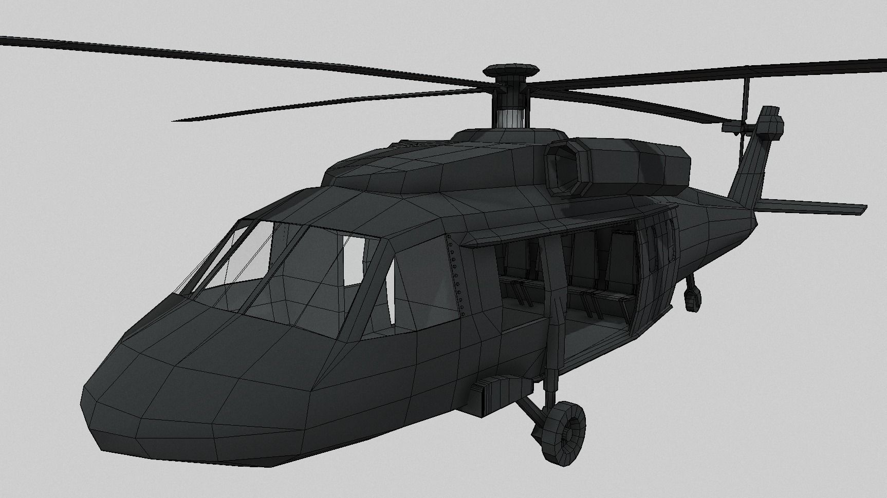 3D model Black Hawk Helicopter Low Poly VR / AR / low-poly | CGTrader