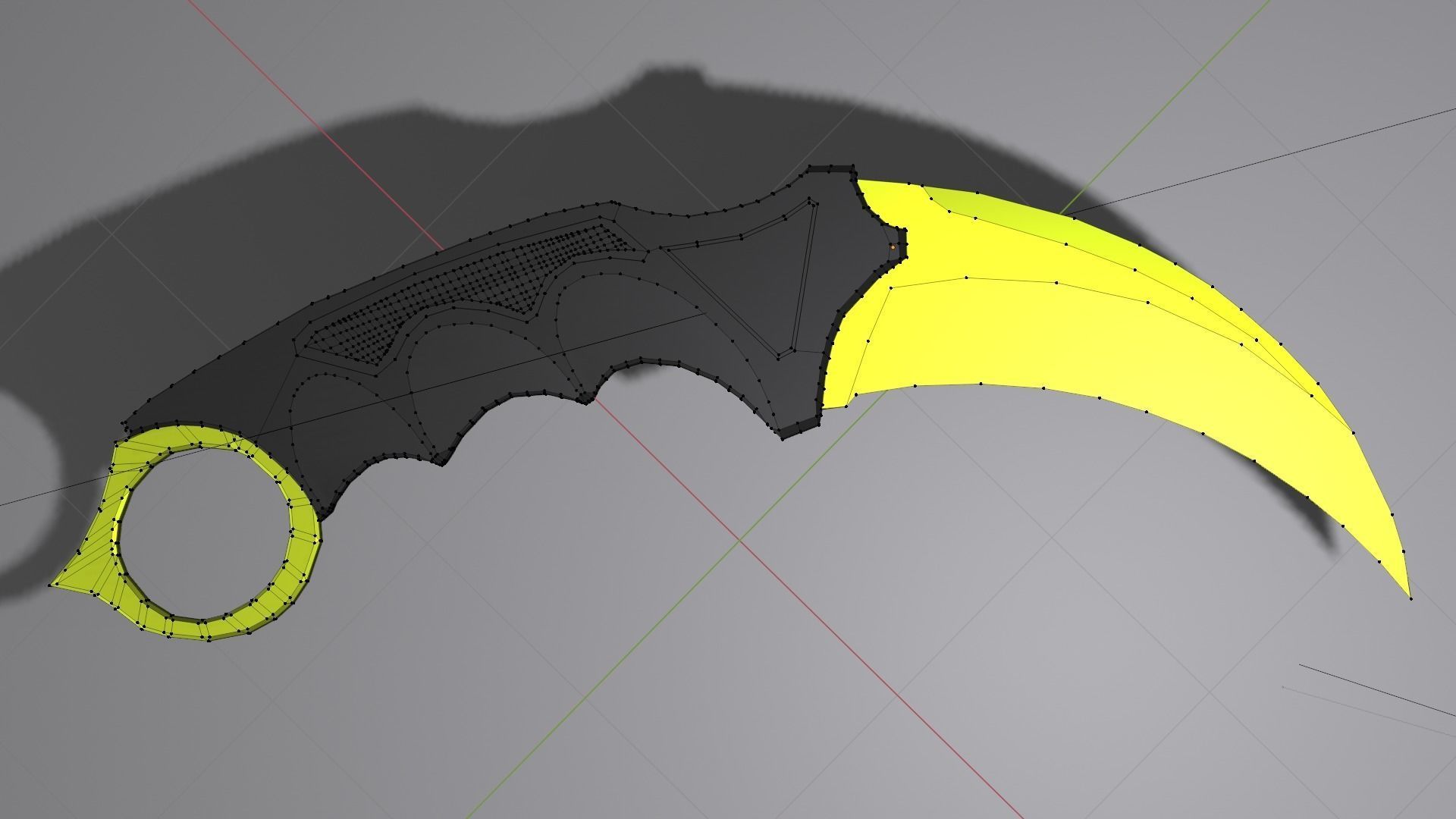 3D model Stylized karambit knife Weapon with gold PBR low poly game ...