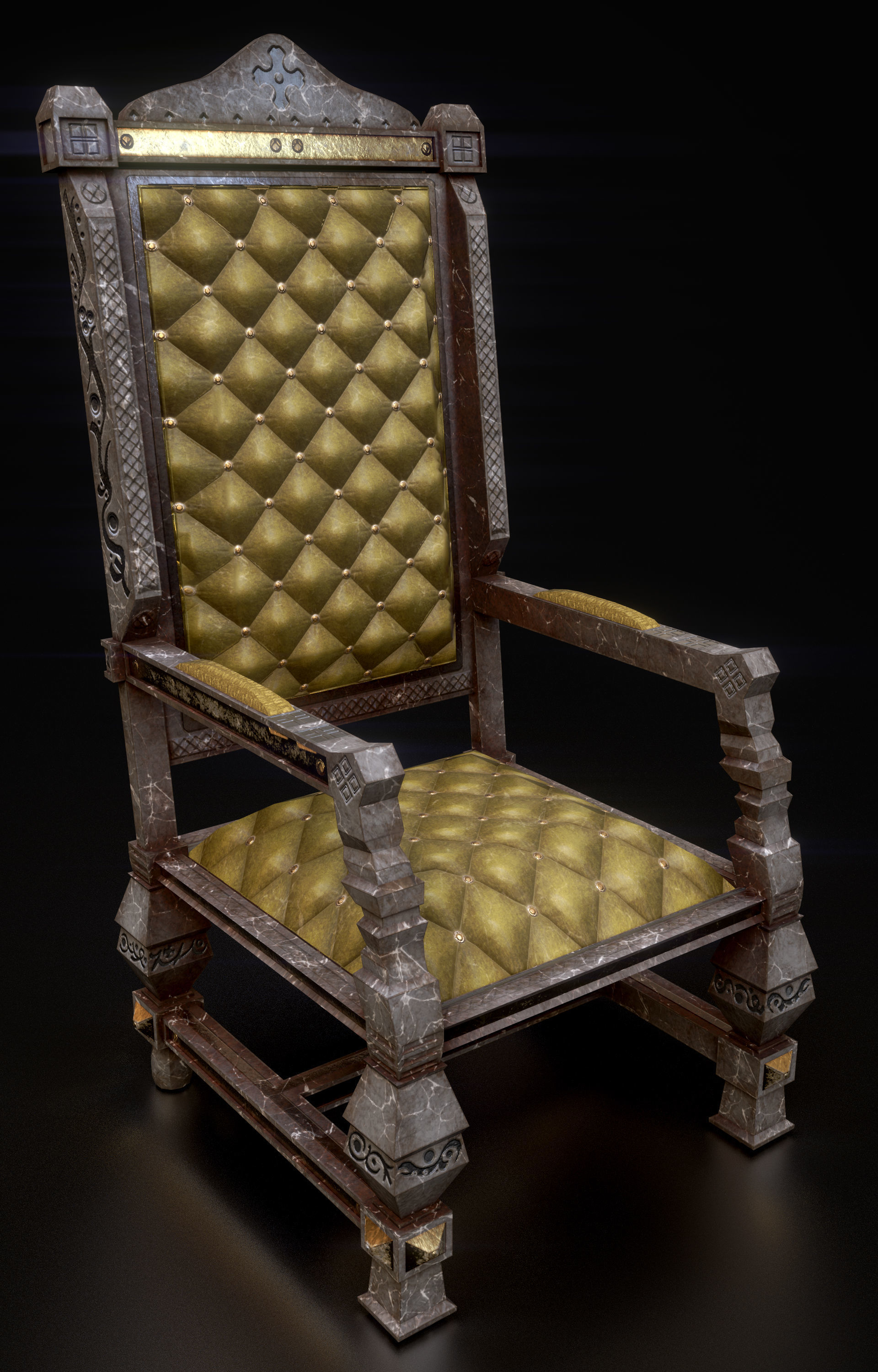 3D model C2 - Medieval Chair 2 VR / AR / low-poly | CGTrader