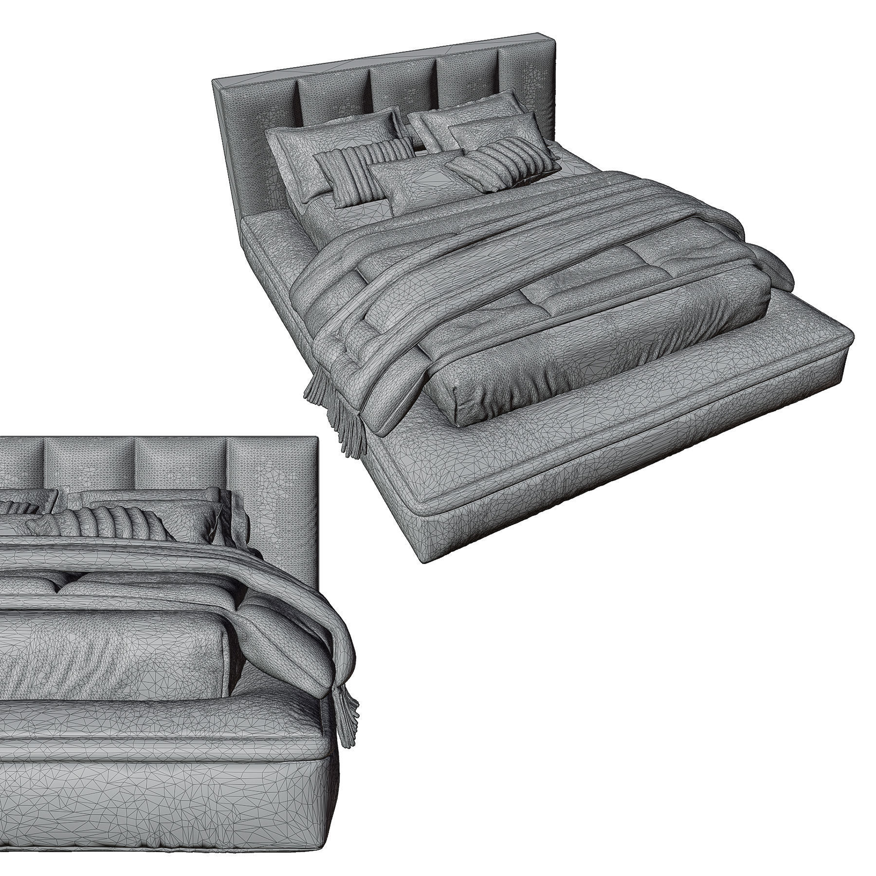 Bed B upholstered frame free 3D model | CGTrader