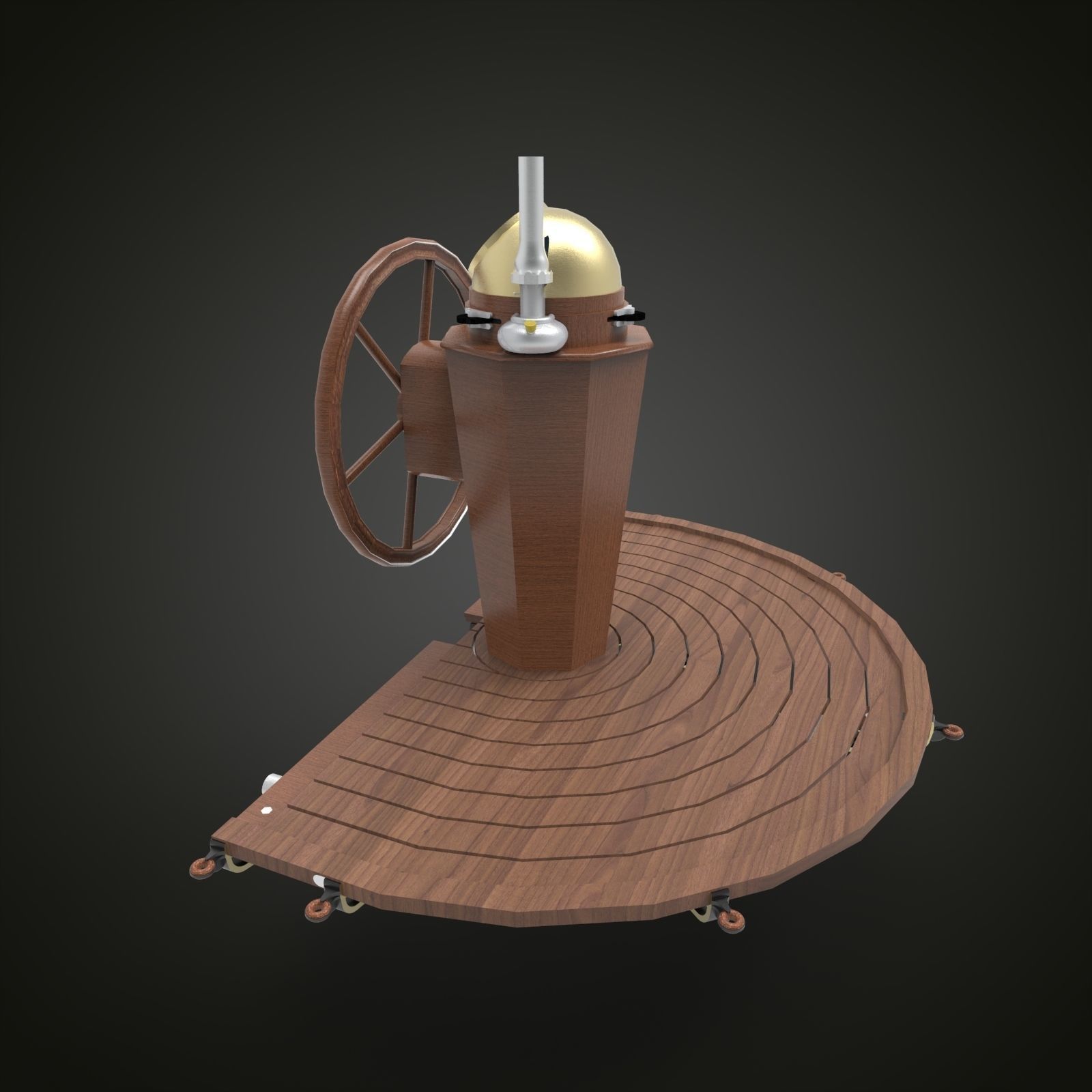 Steering and compass sailing ship 3D model | CGTrader