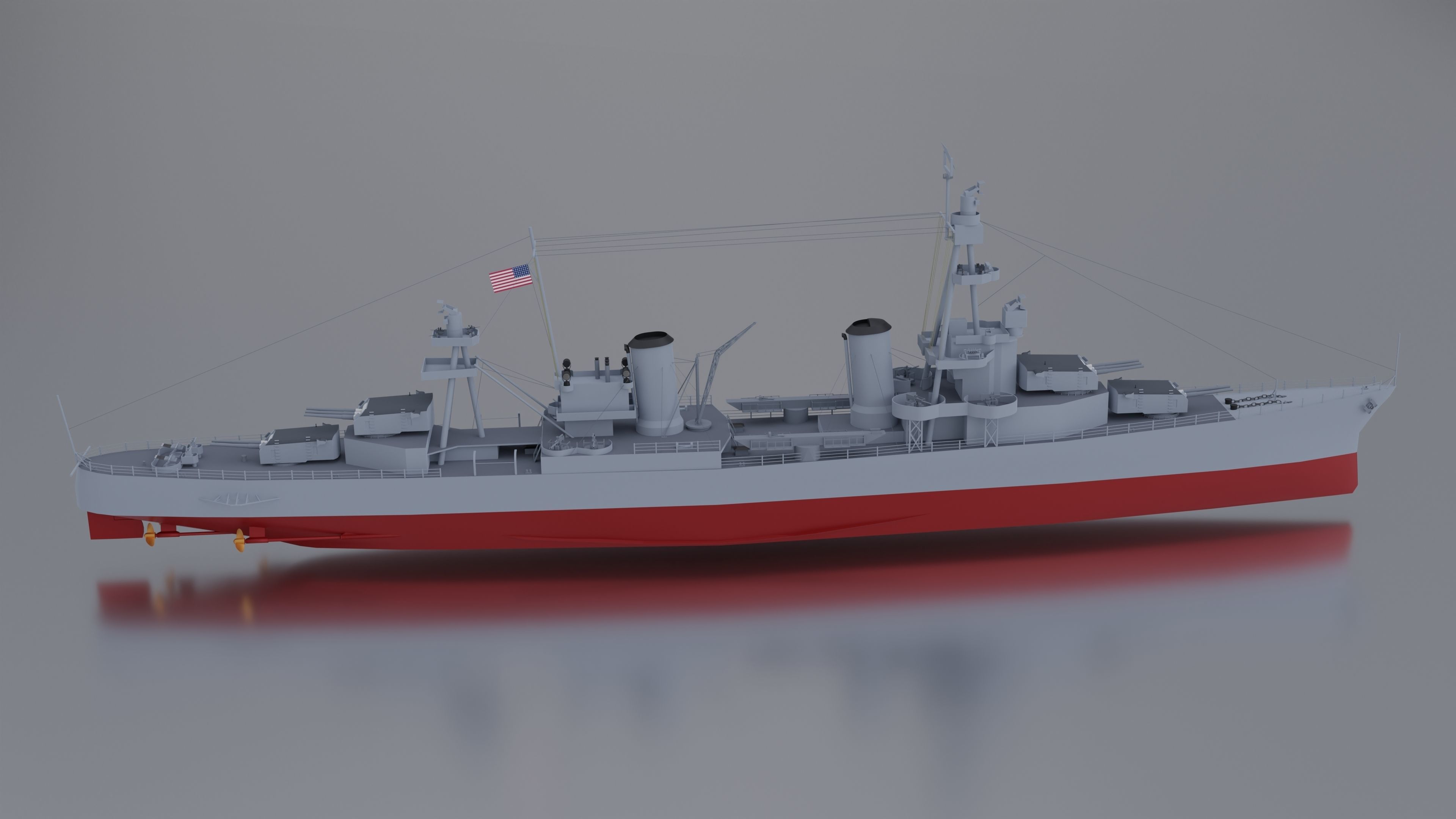 USS Pensacola CA 24 with 4 LODs and Hitbox free VR / AR / low-poly 3D ...