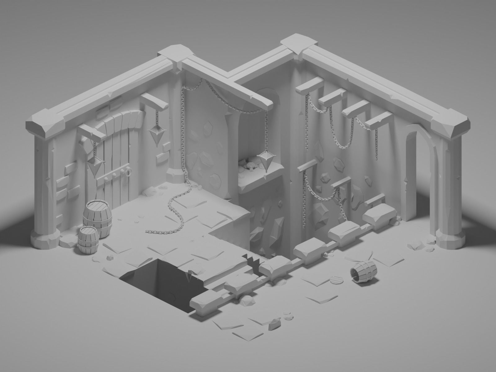 Low Poly Isometric - Dungeon free VR / AR / low-poly 3D model | CGTrader