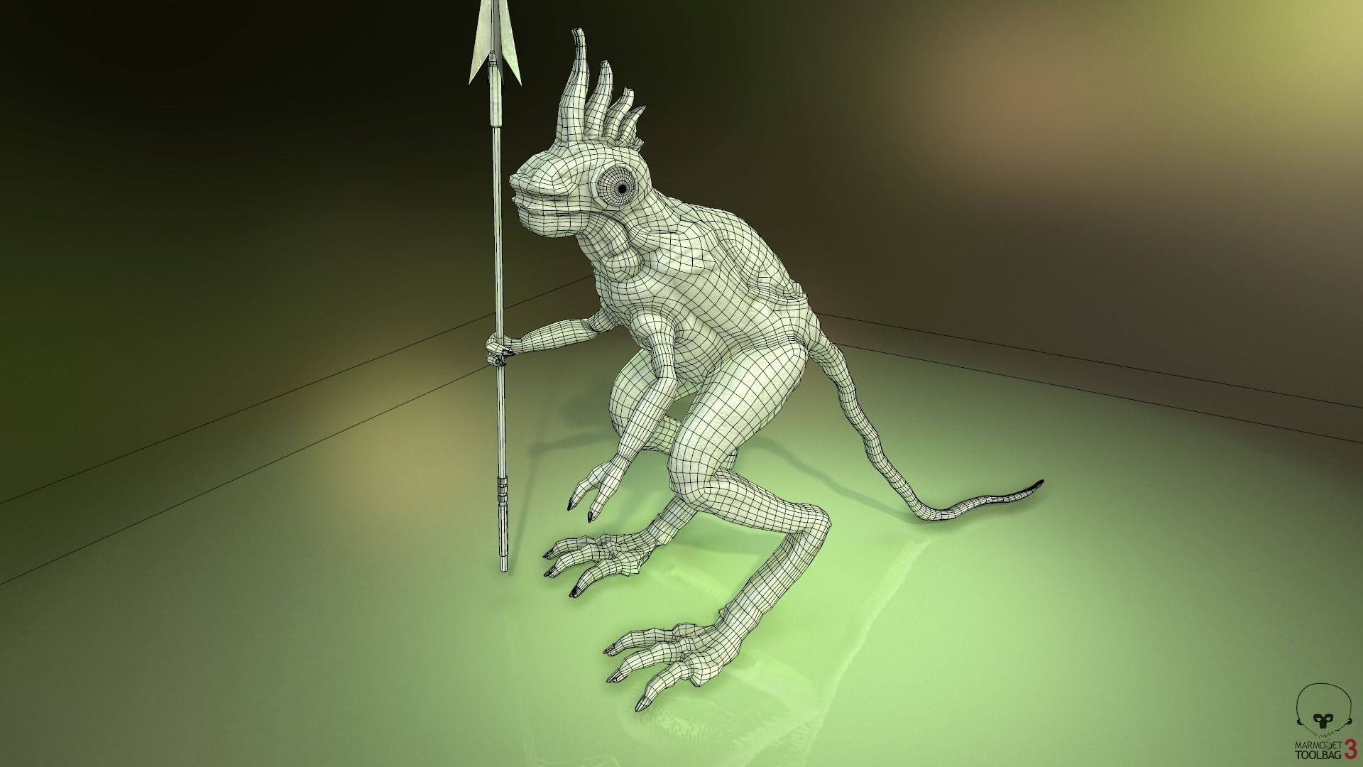 3D model Lowpoly Lizard Warrior VR / AR / low-poly rigged animated ...