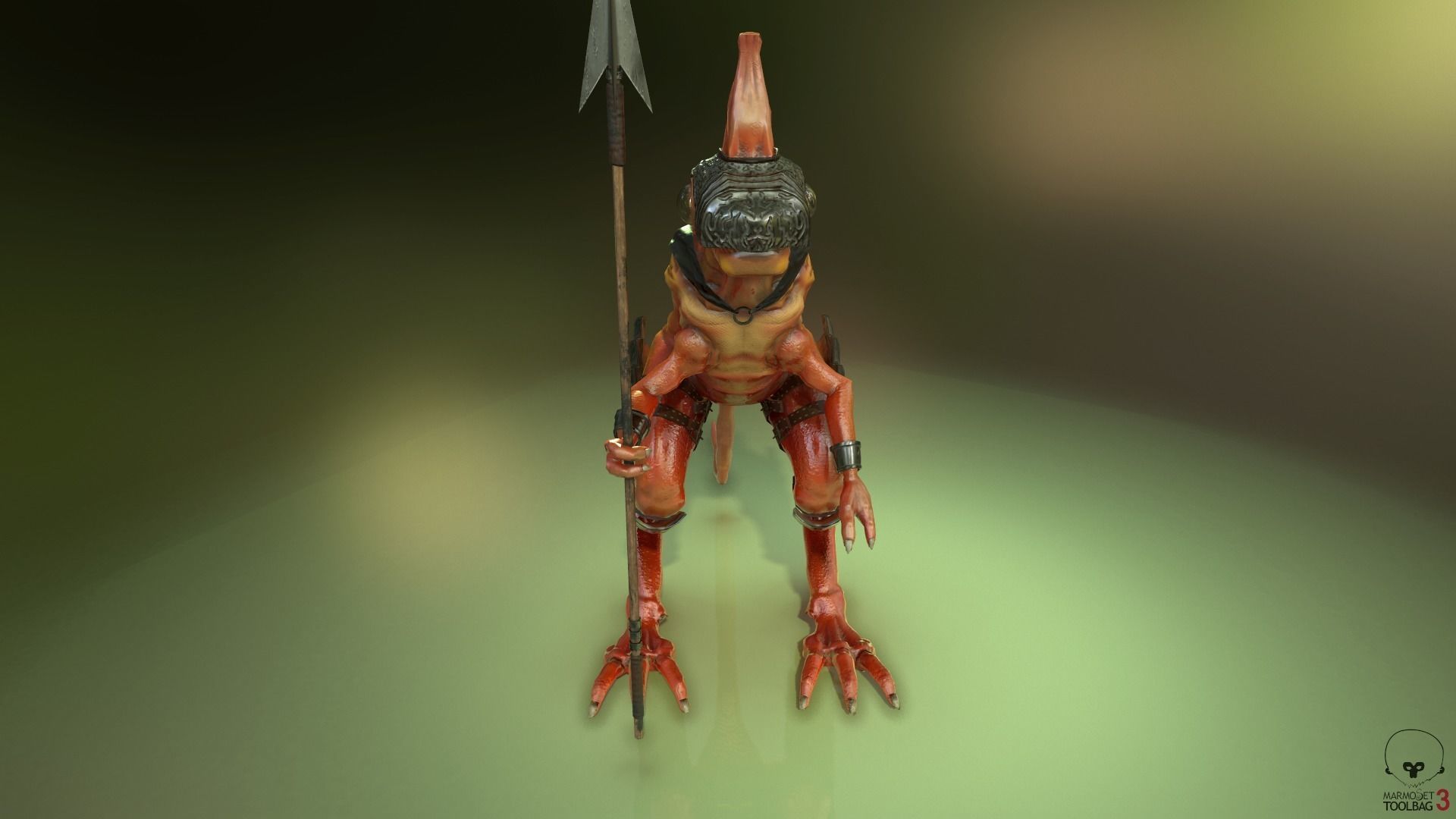 3D model Lowpoly Lizard Warrior VR / AR / low-poly rigged animated ...