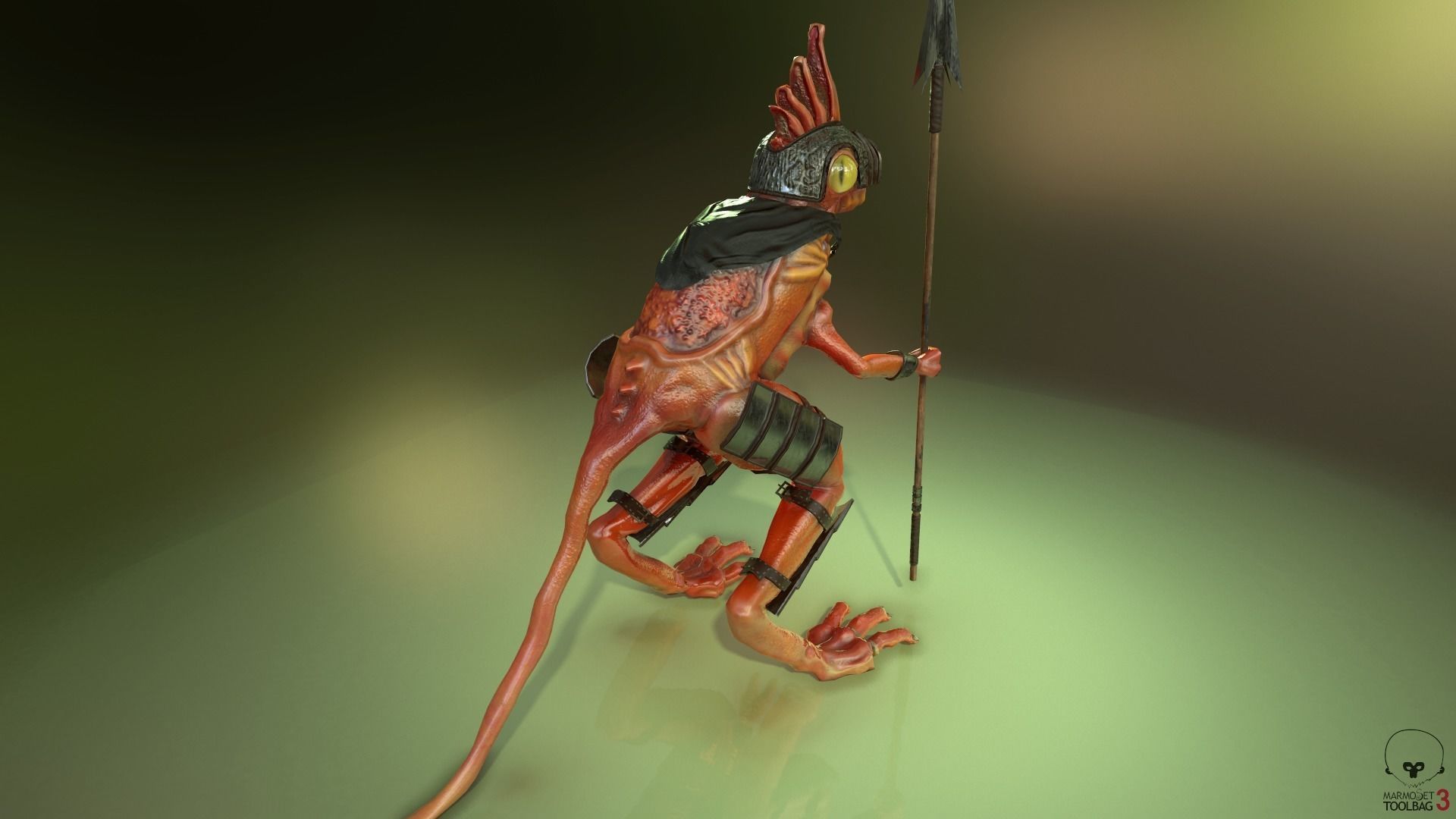 3D model Lowpoly Lizard Warrior VR / AR / low-poly rigged animated ...
