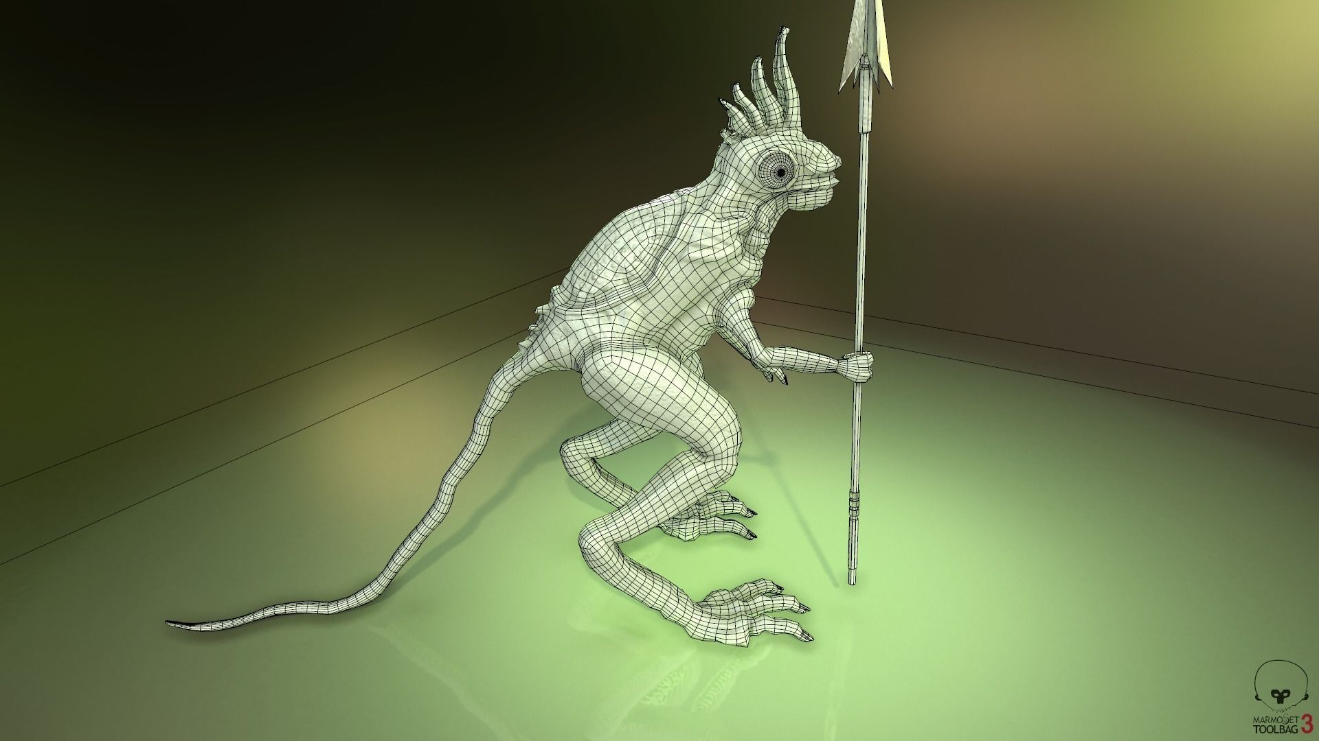 3D model Lowpoly Lizard Warrior VR / AR / low-poly rigged animated ...