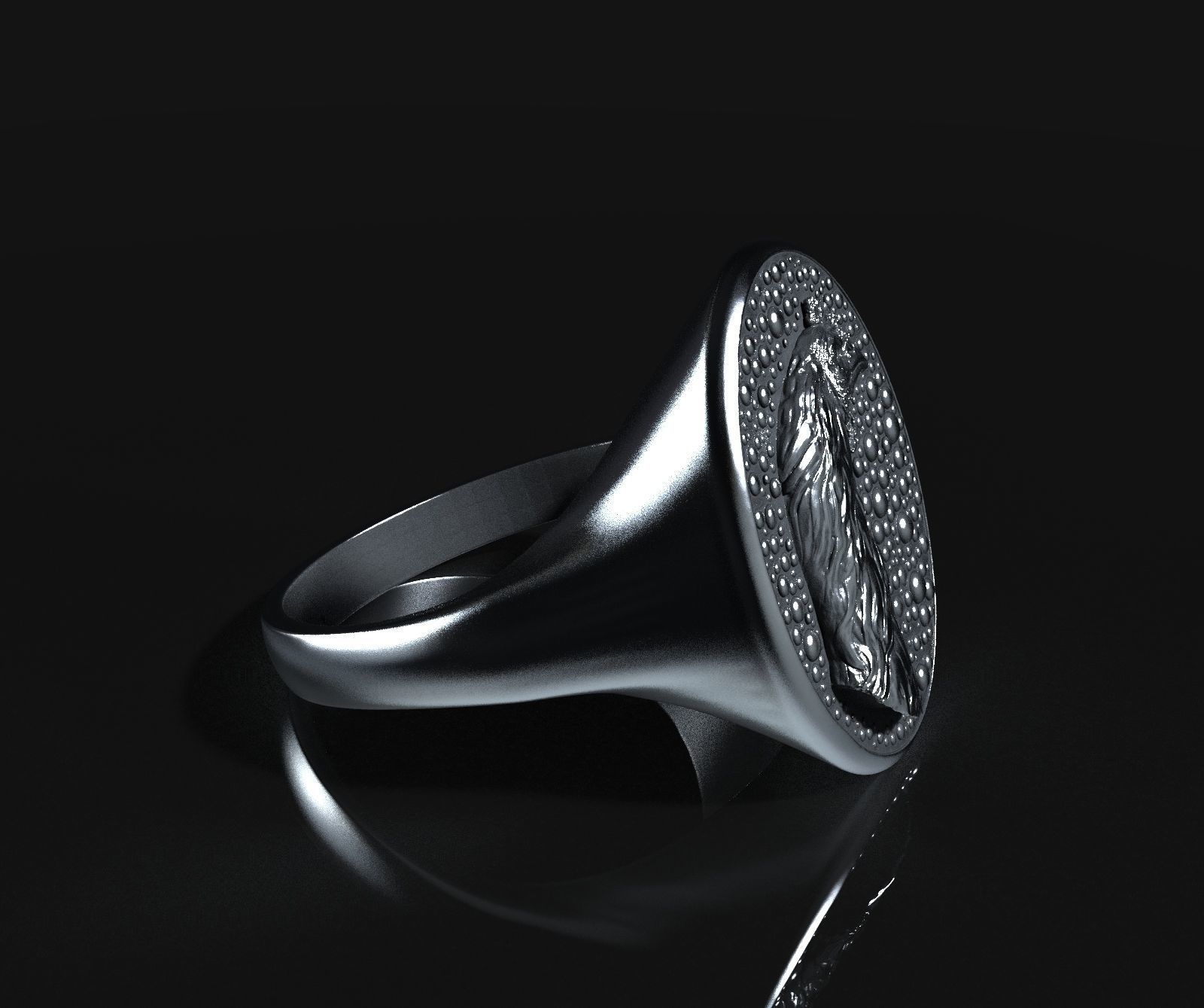 Ring Signet Fighting Cock Rooster Coq 3D model 3D printable | CGTrader