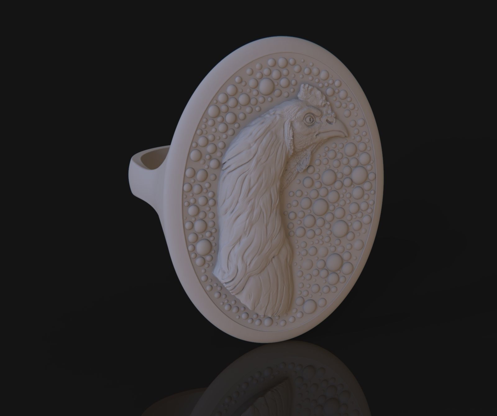 Ring Signet Fighting Cock Rooster Coq 3D model 3D printable | CGTrader