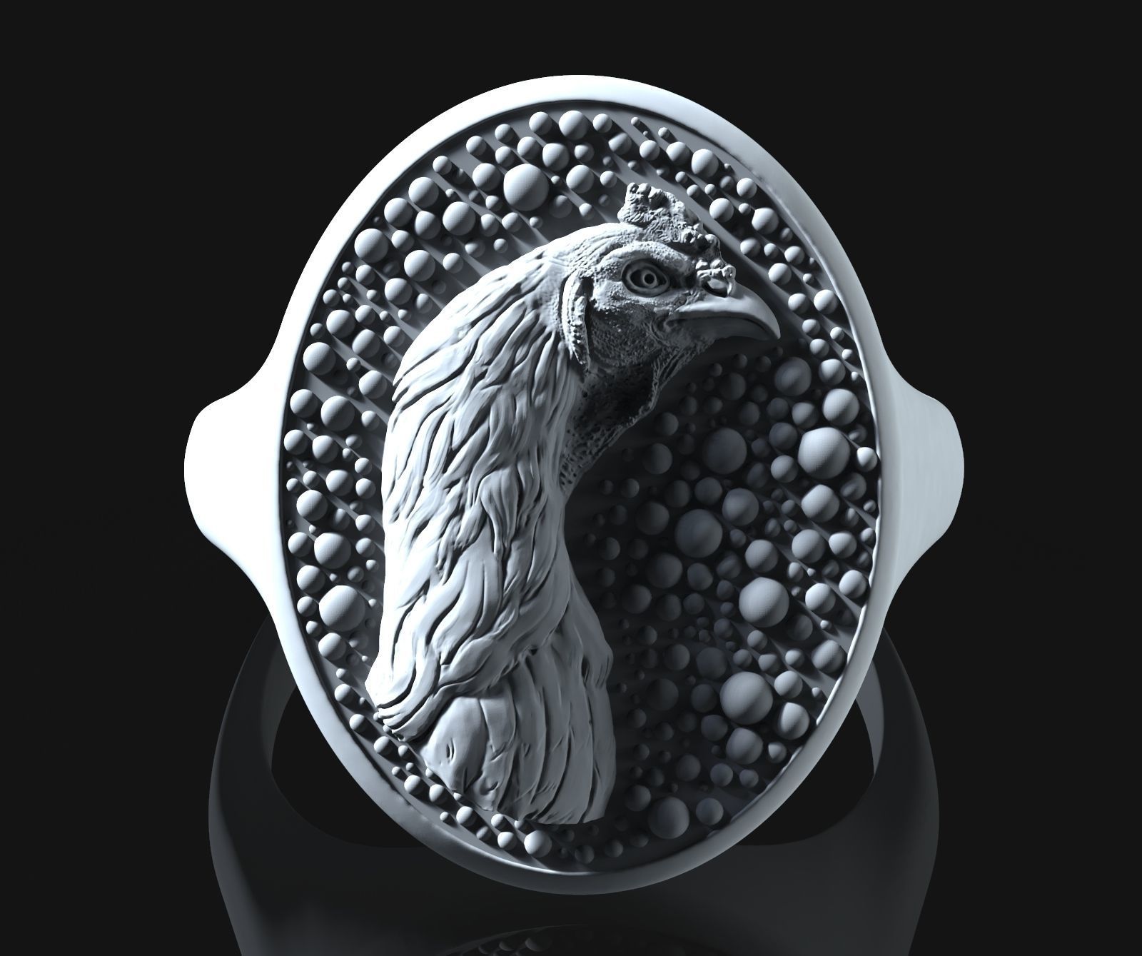 Ring Signet Fighting Cock Rooster Coq 3D model 3D printable | CGTrader