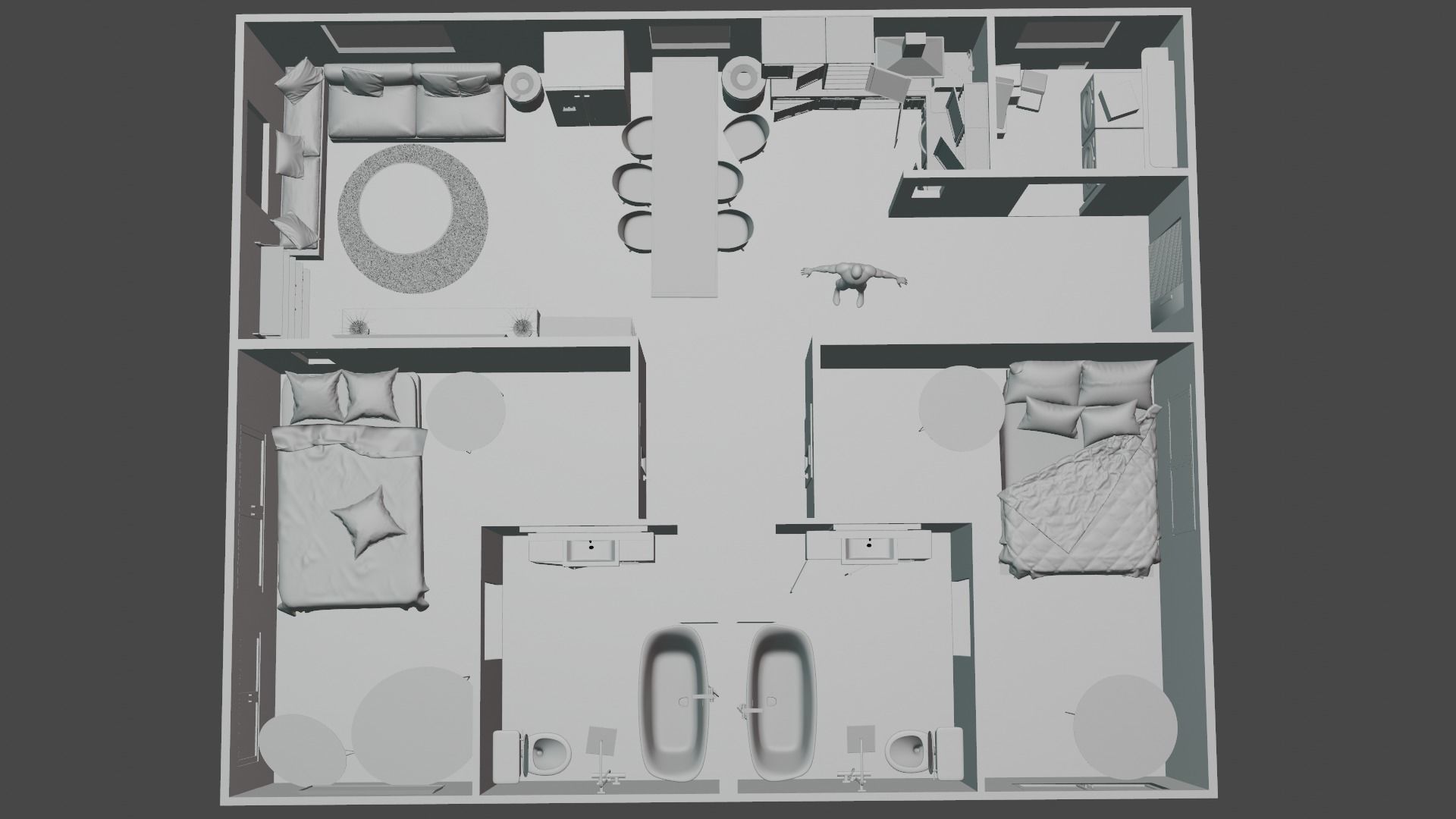 the house apartment with floor plan free VR / AR / low-poly 3D model ...