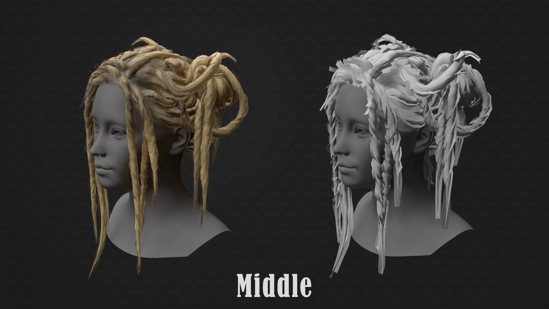 3D model Two buns dreads VR / AR / low-poly | CGTrader