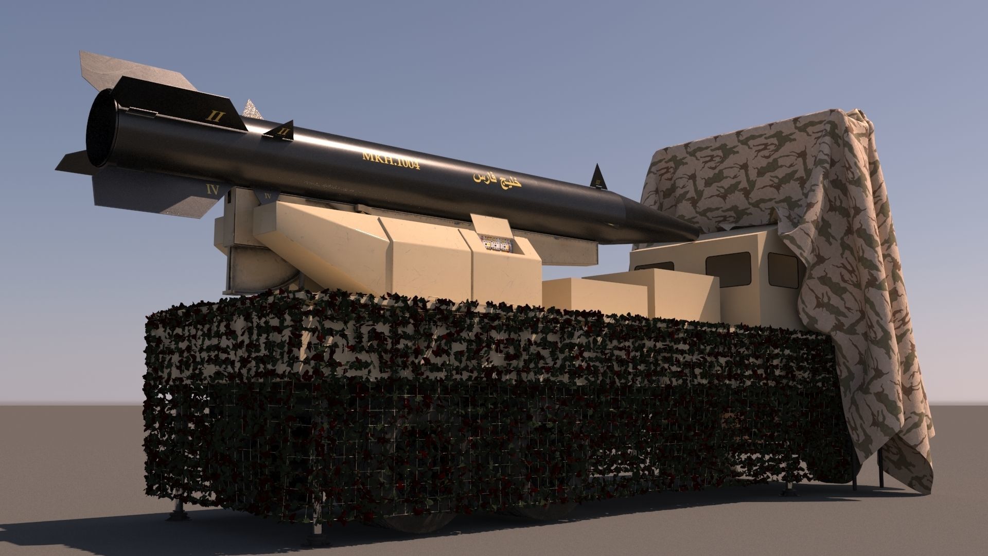 Missile Khalij Fars and Missile launch pad 3D model | CGTrader