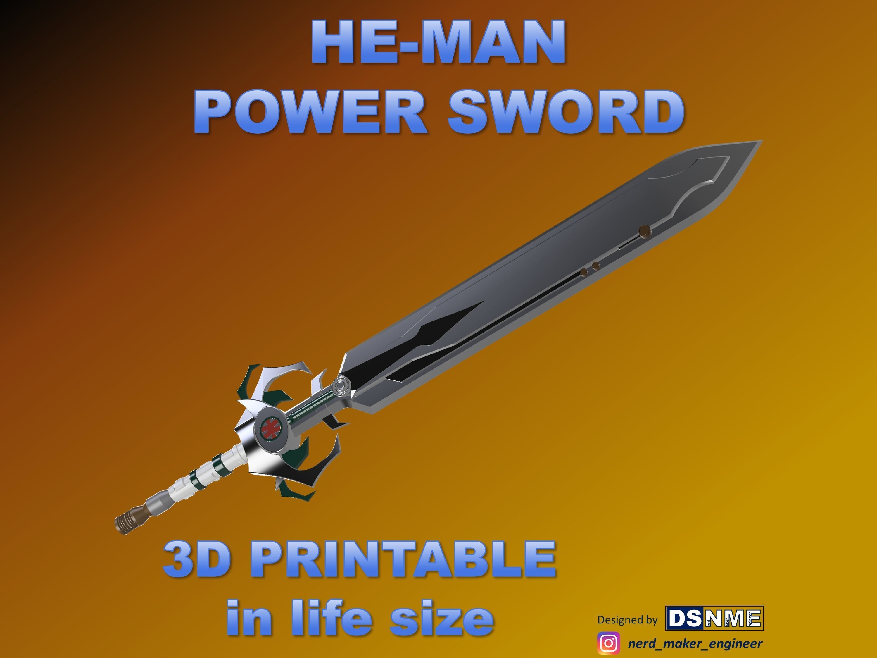 HE-MAN Power Sword 2002 - Life Size 3D model 3D printable | CGTrader