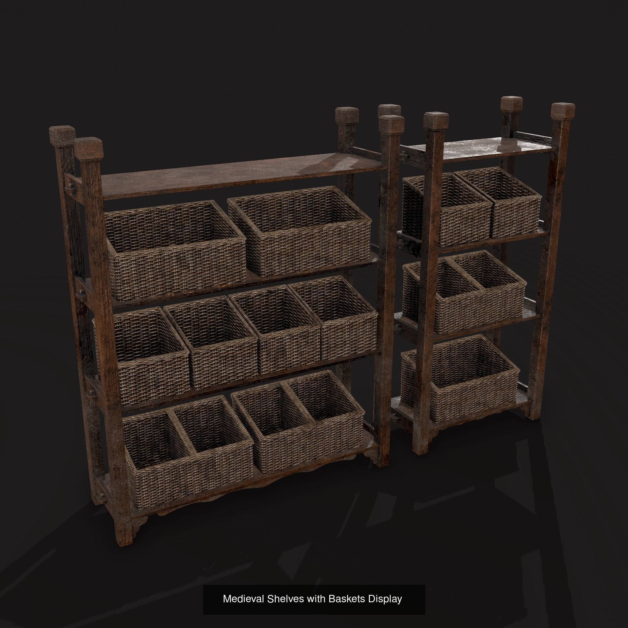 3D Model Collection Four Medieval Display Stands VR / AR / low-poly ...