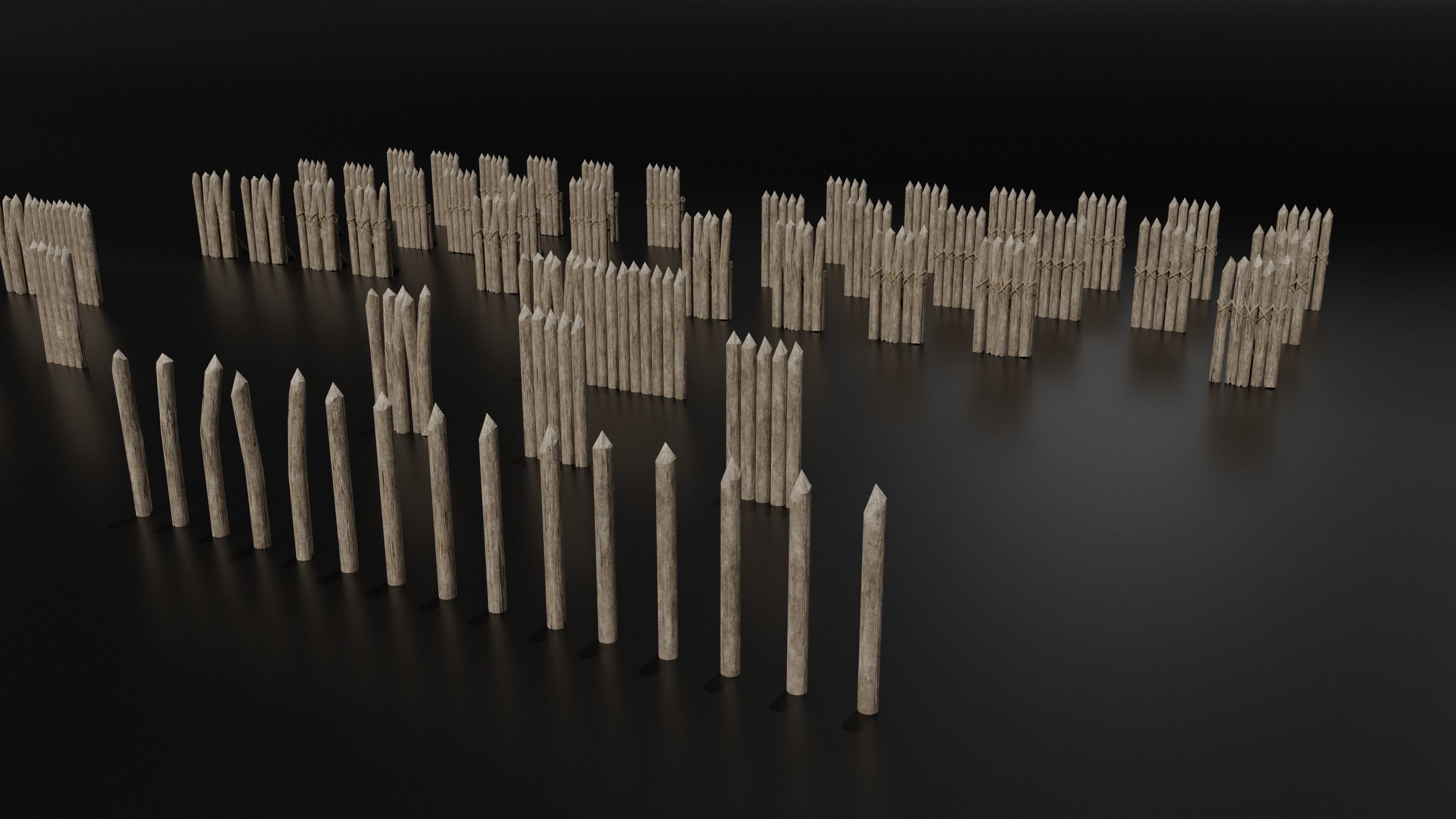3D model Wooden Palisade Pack JFG V2 VR / AR / low-poly | CGTrader