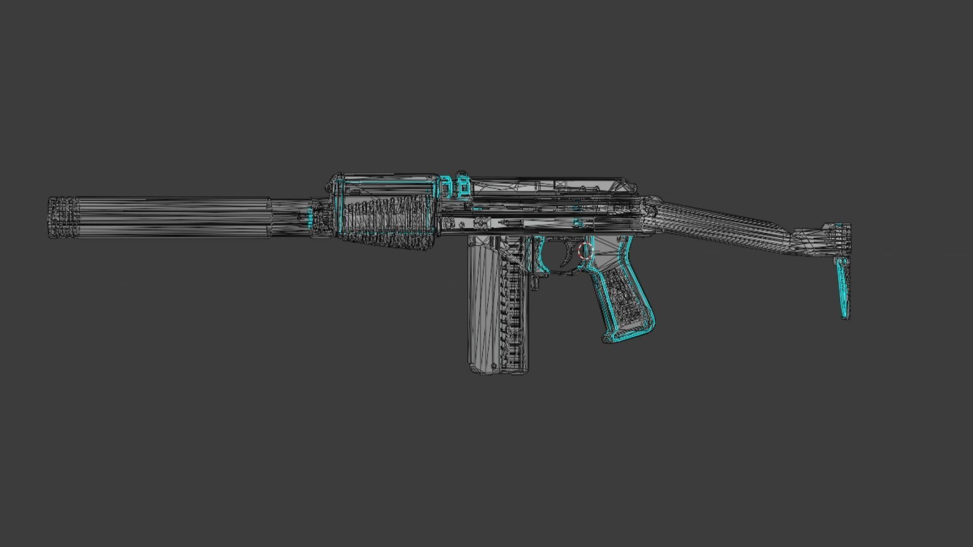 3D model Low-poly model of rifle 9A-91 with silencer VR / AR / low-poly ...