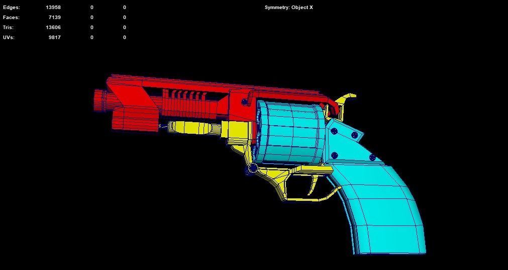 3D model Concept a low-poly model of a fictional revolver model VR / AR ...
