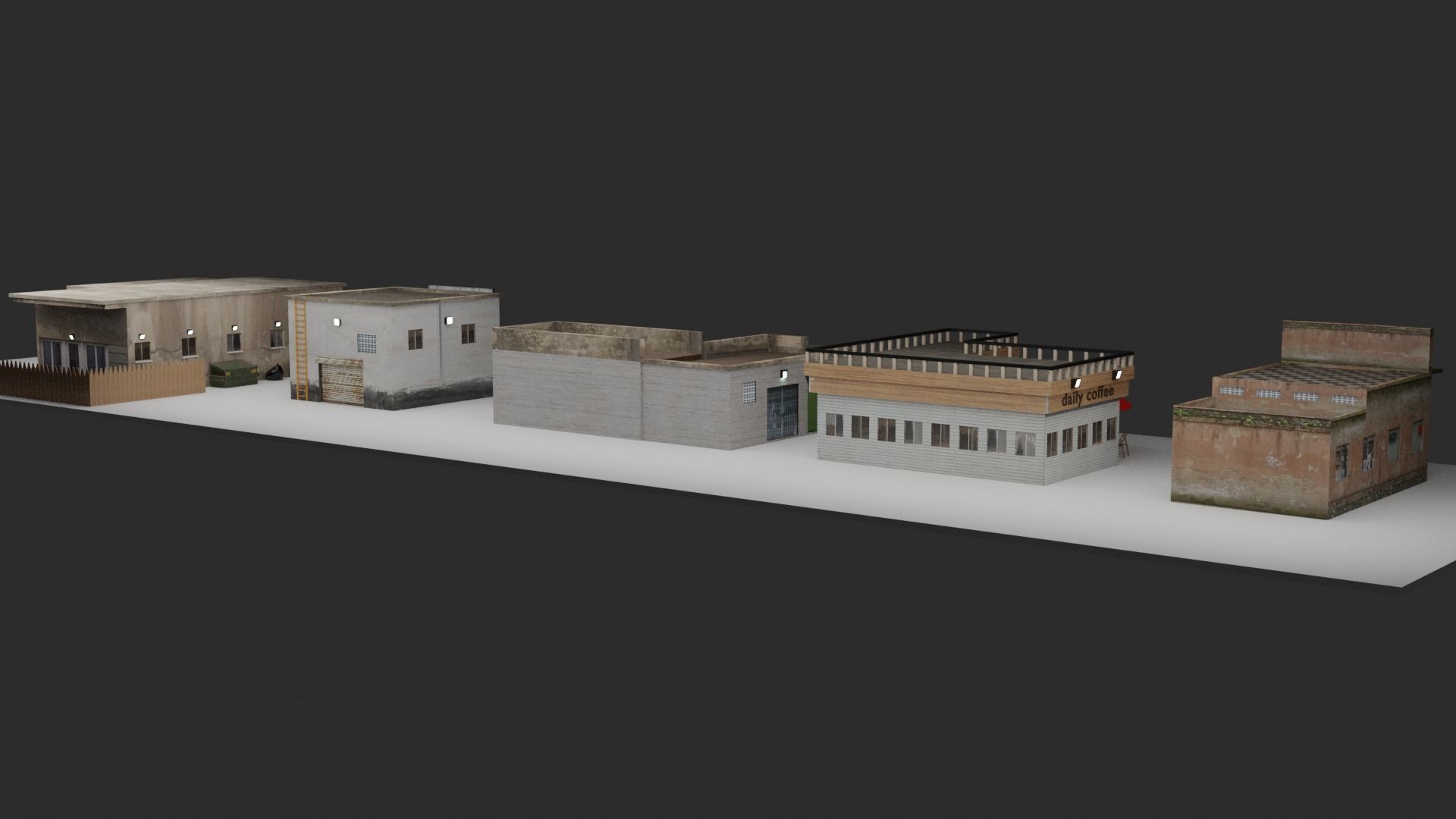 Game ready 5 buildings building free VR / AR / low-poly 3D model | CGTrader