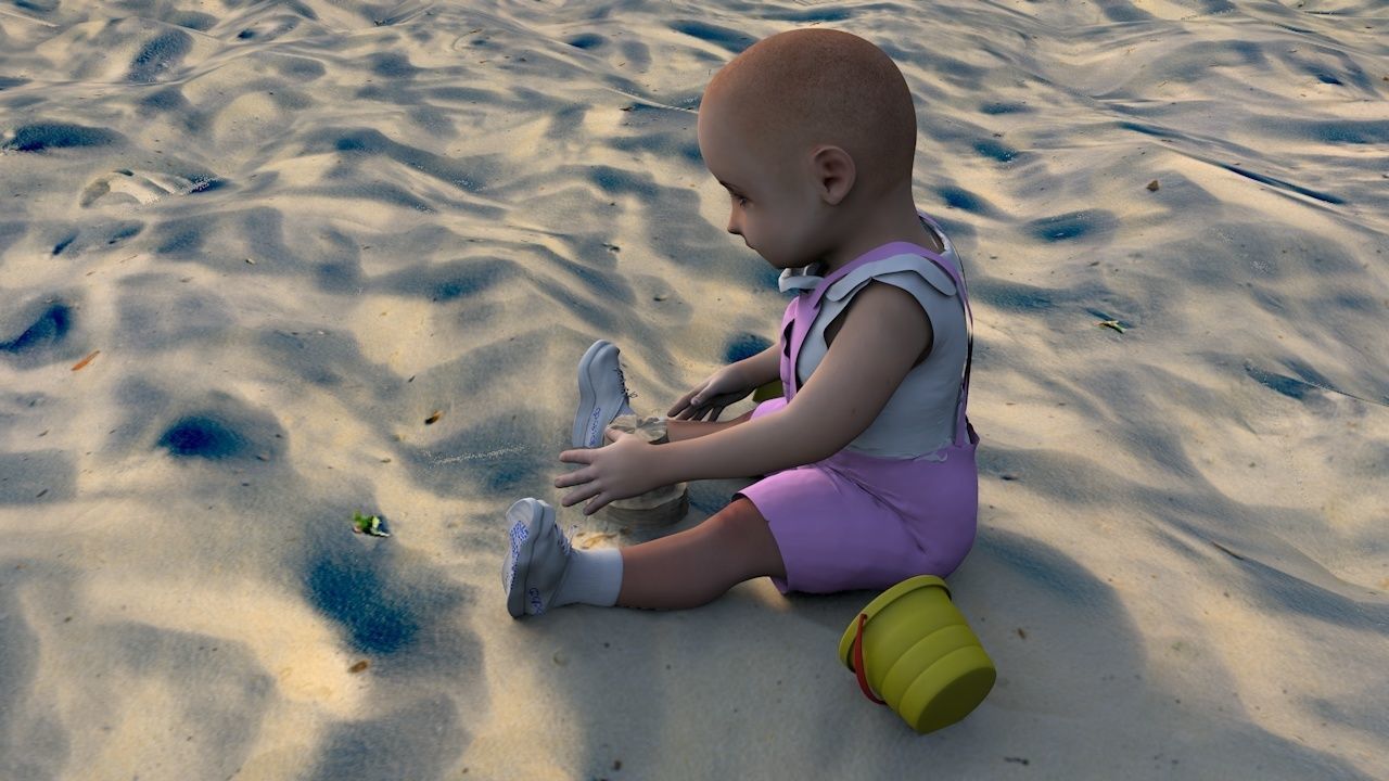 Baby on the beach 3D model rigged | CGTrader