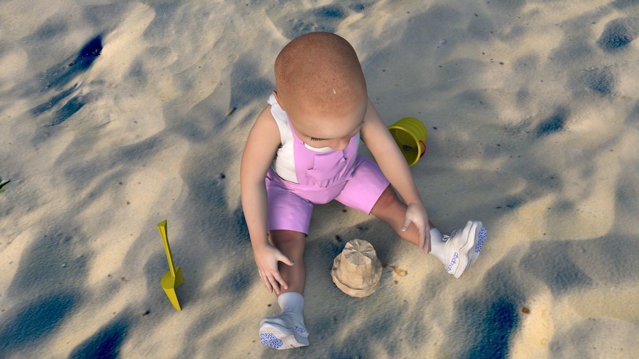 Baby on the beach 3D model rigged | CGTrader