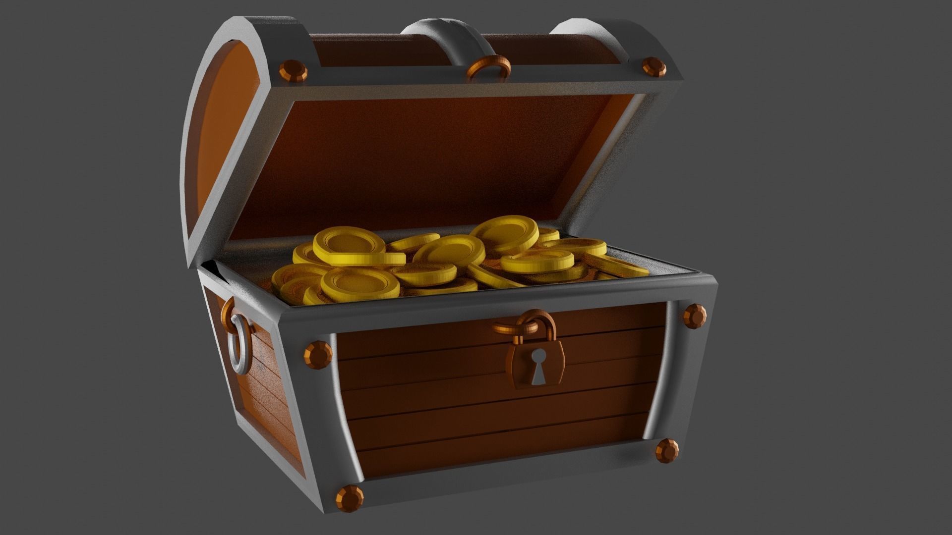 3D model Chestbox chest with gold coins VR / AR / low-poly animated ...