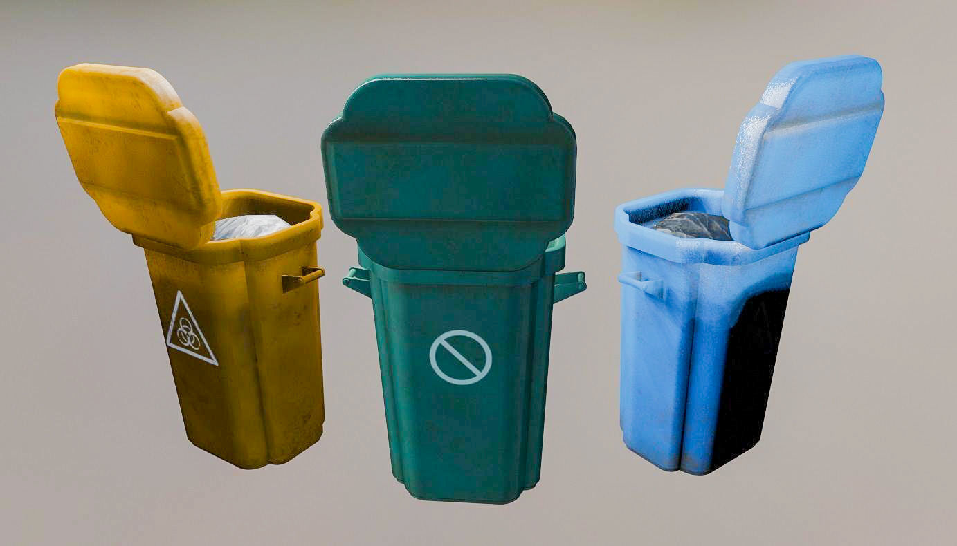 3D model Trash Bin 3D Model Set VR / AR / low-poly | CGTrader