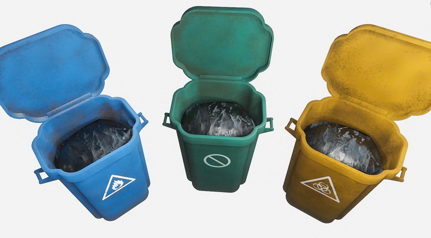 3D model Trash Bin 3D Model Set VR / AR / low-poly | CGTrader