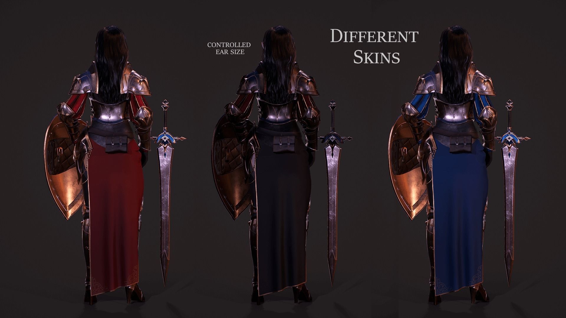 3D model Knight Girl with Dark Elf skin - Warrior Female Cartoon Girl ...