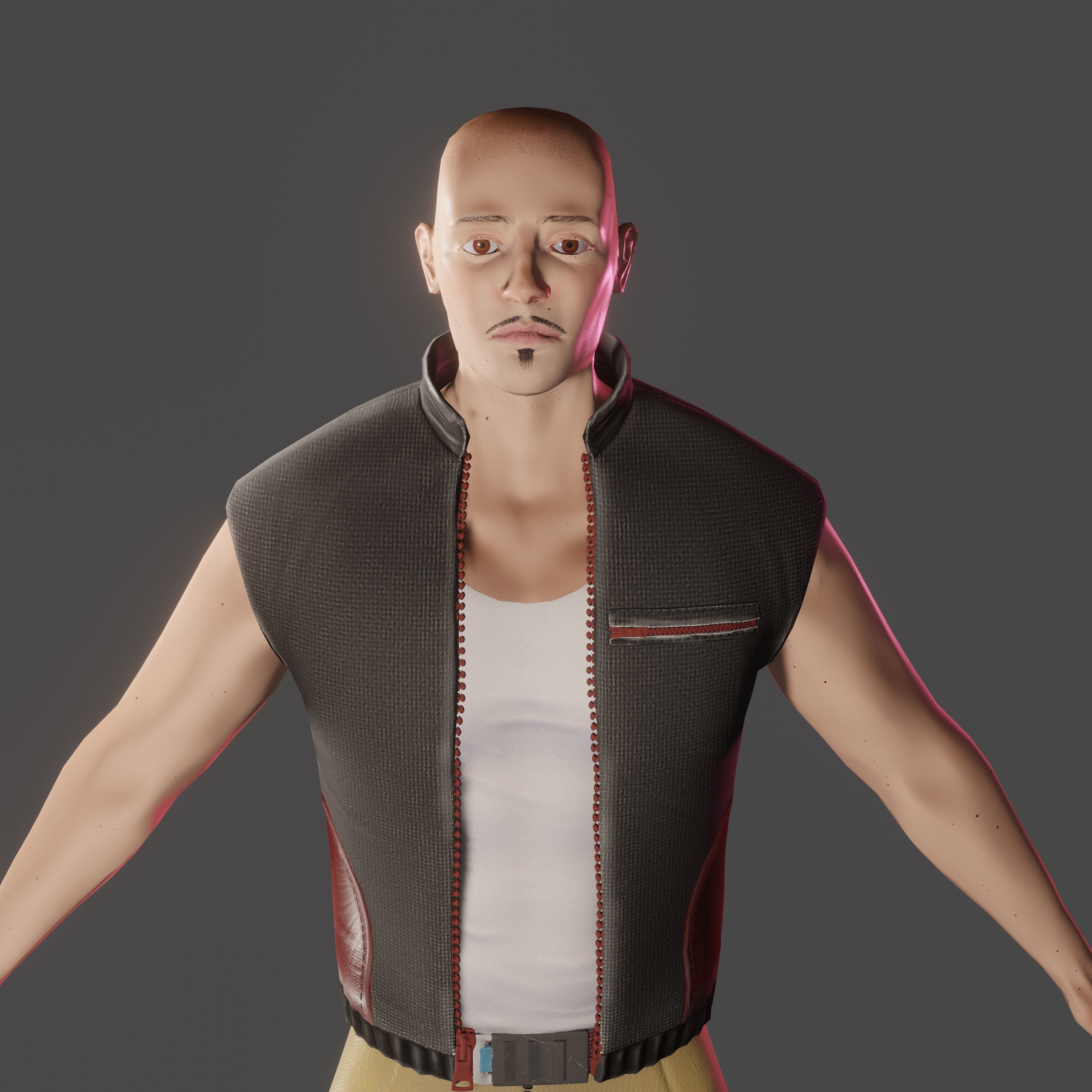 Human bold character and vest free VR / AR / low-poly 3D model | CGTrader
