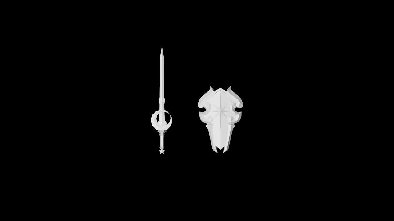 3D model Moon - Sword and Shield VR / AR / low-poly | CGTrader