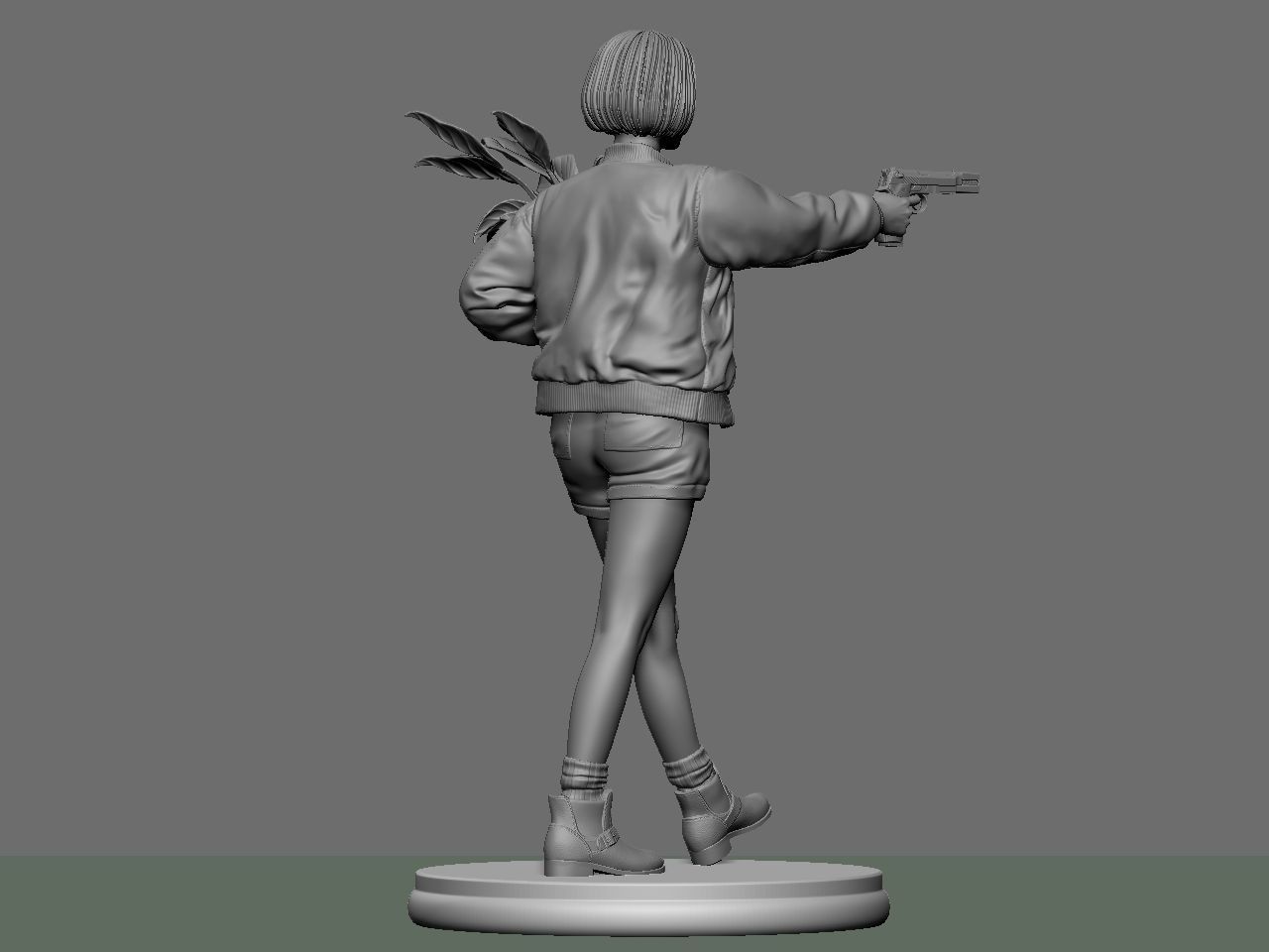 Mathilda woman holding gun and plants 3D model 3D printable | CGTrader