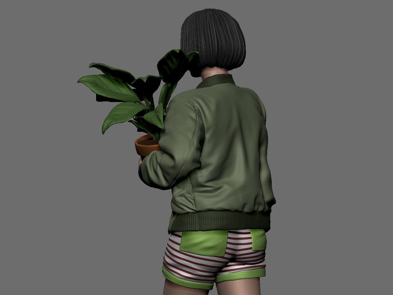Mathilda woman holding gun and plants 3D model 3D printable | CGTrader