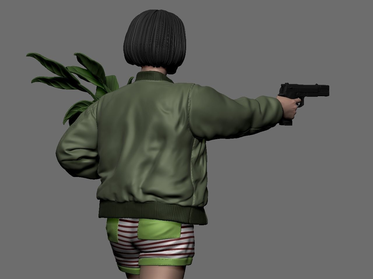 Mathilda woman holding gun and plants 3D model 3D printable | CGTrader