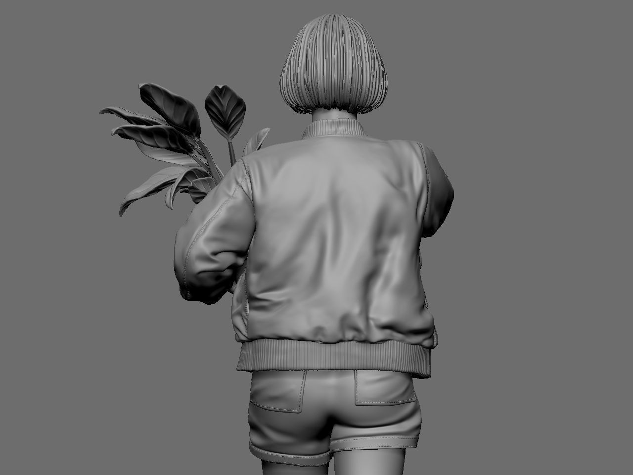 Mathilda woman holding gun and plants 3D model 3D printable | CGTrader