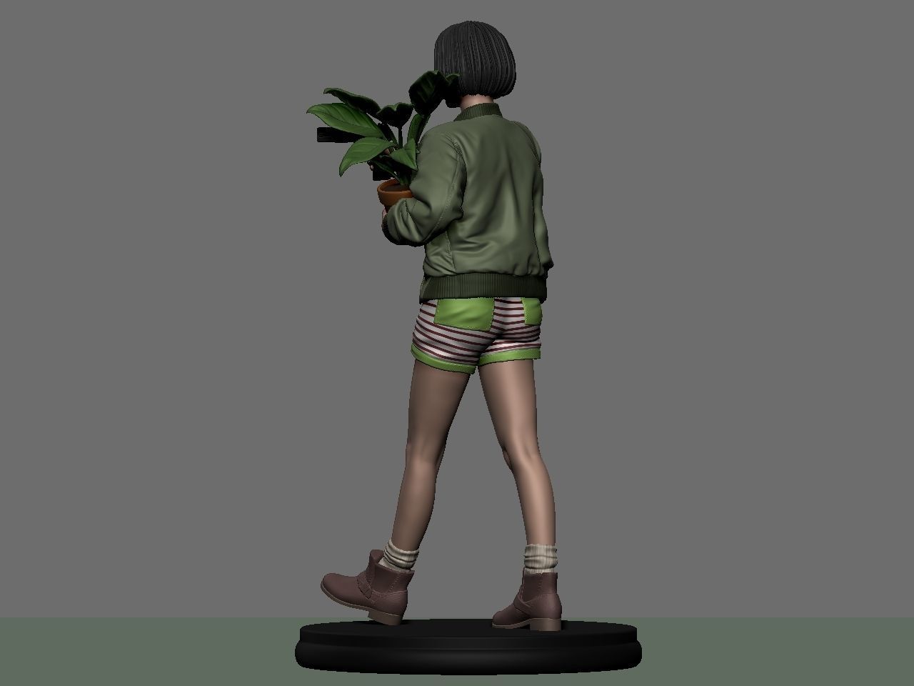 Mathilda woman holding gun and plants 3D model 3D printable | CGTrader