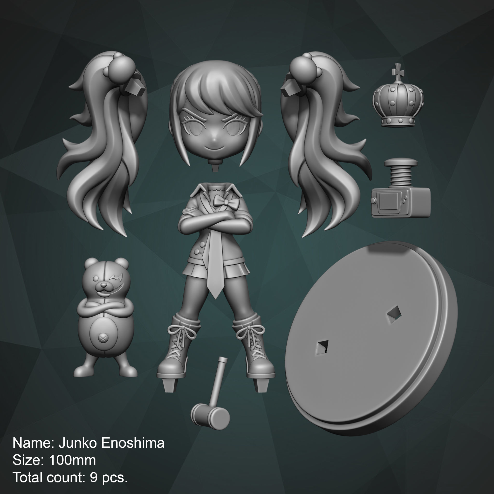 Junko Enoshima Chibi 3D model 3D printable | CGTrader