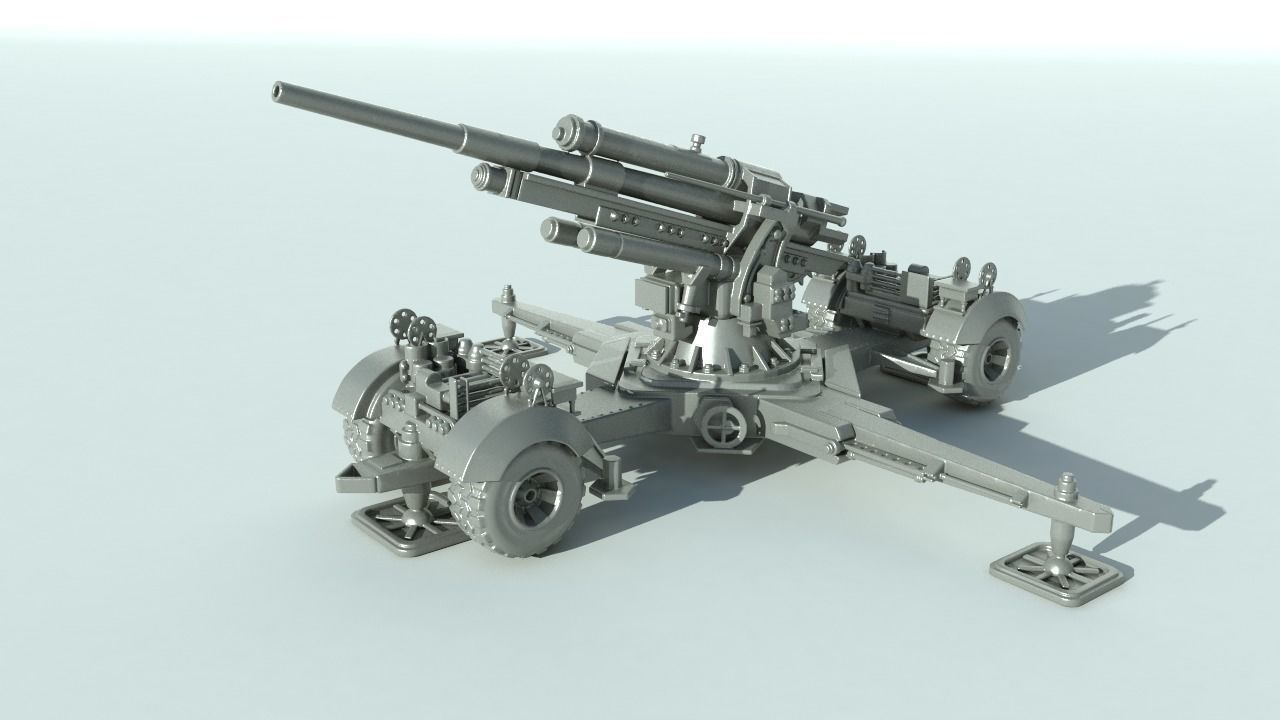 Flak 88mm Anti-aircraft for print 3D model 3D printable | CGTrader