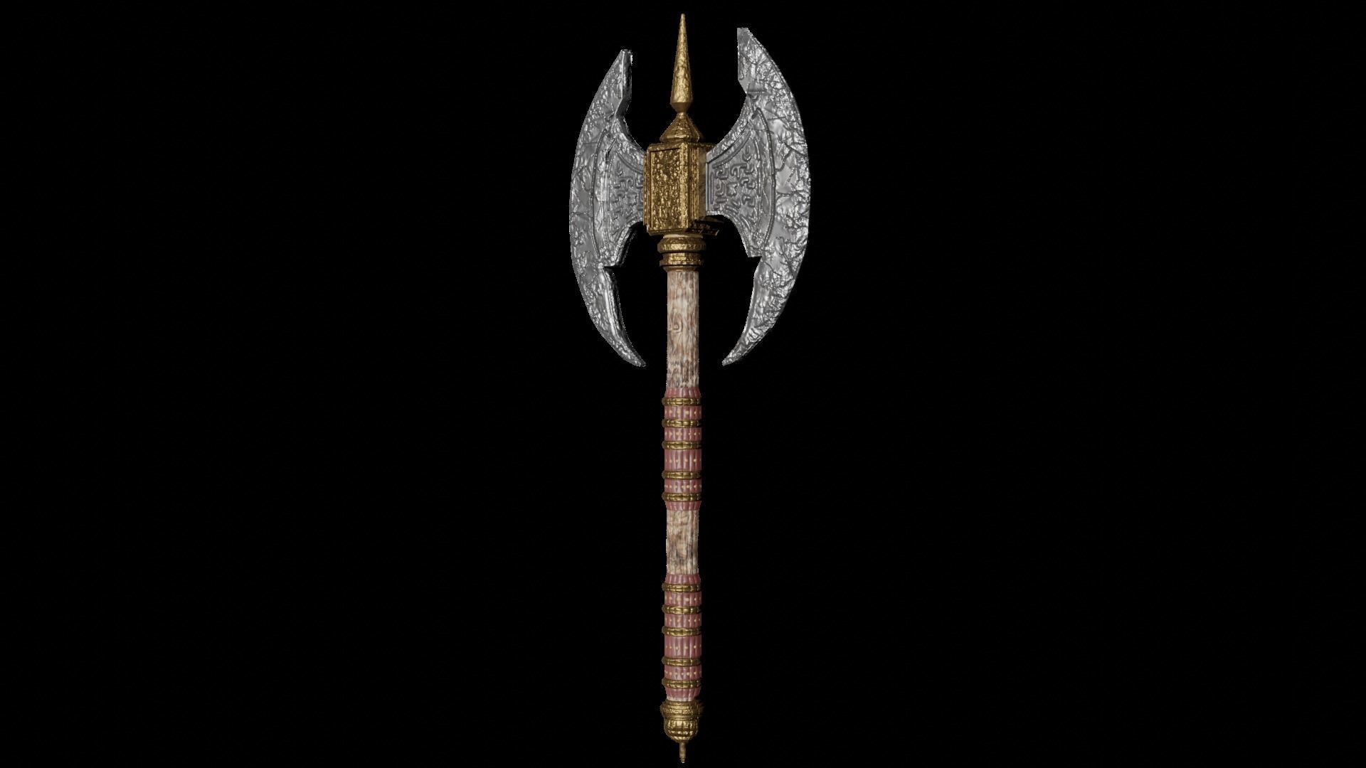 3D model Game-Ready War Axe medieval style realistic low poly VR / AR ...