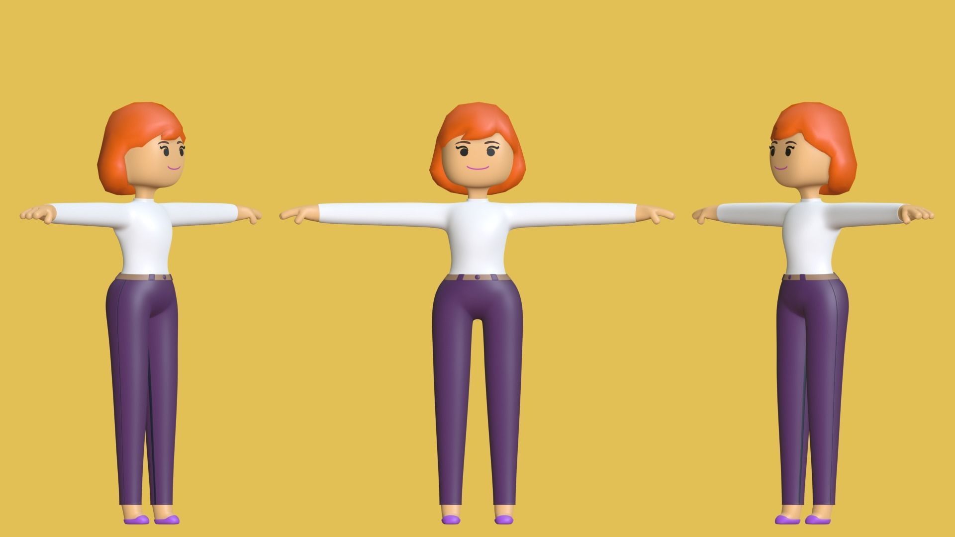 Minimal Girl Cartoon Character 3D model rigged | CGTrader